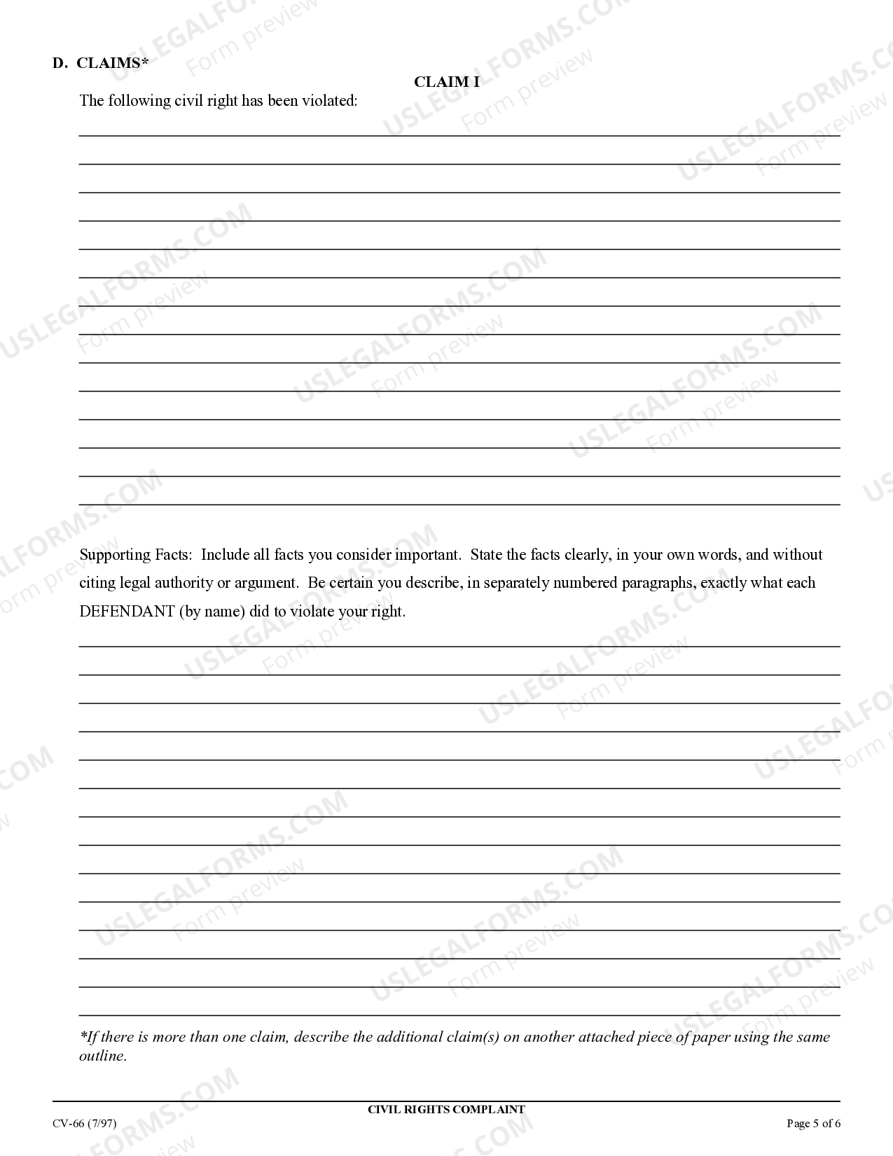 California Civil Rights Complaint - Sample Civil Complaint California ...