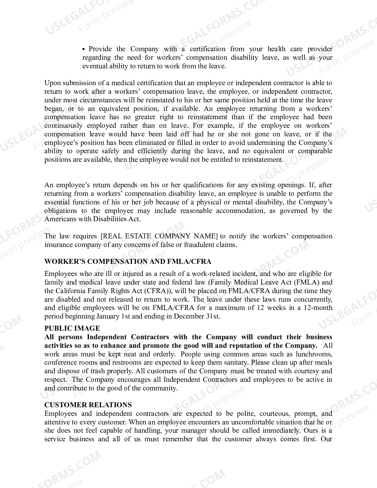 California Disclaimer and Acknowledgment Form for both Employee and ...
