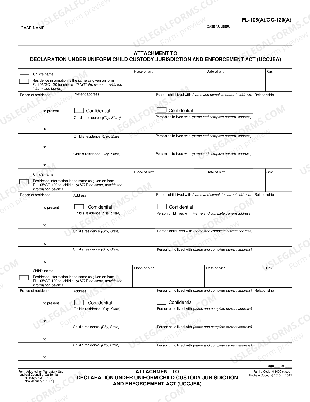 California Attachment to Declaration under Uniform Child Custody ...