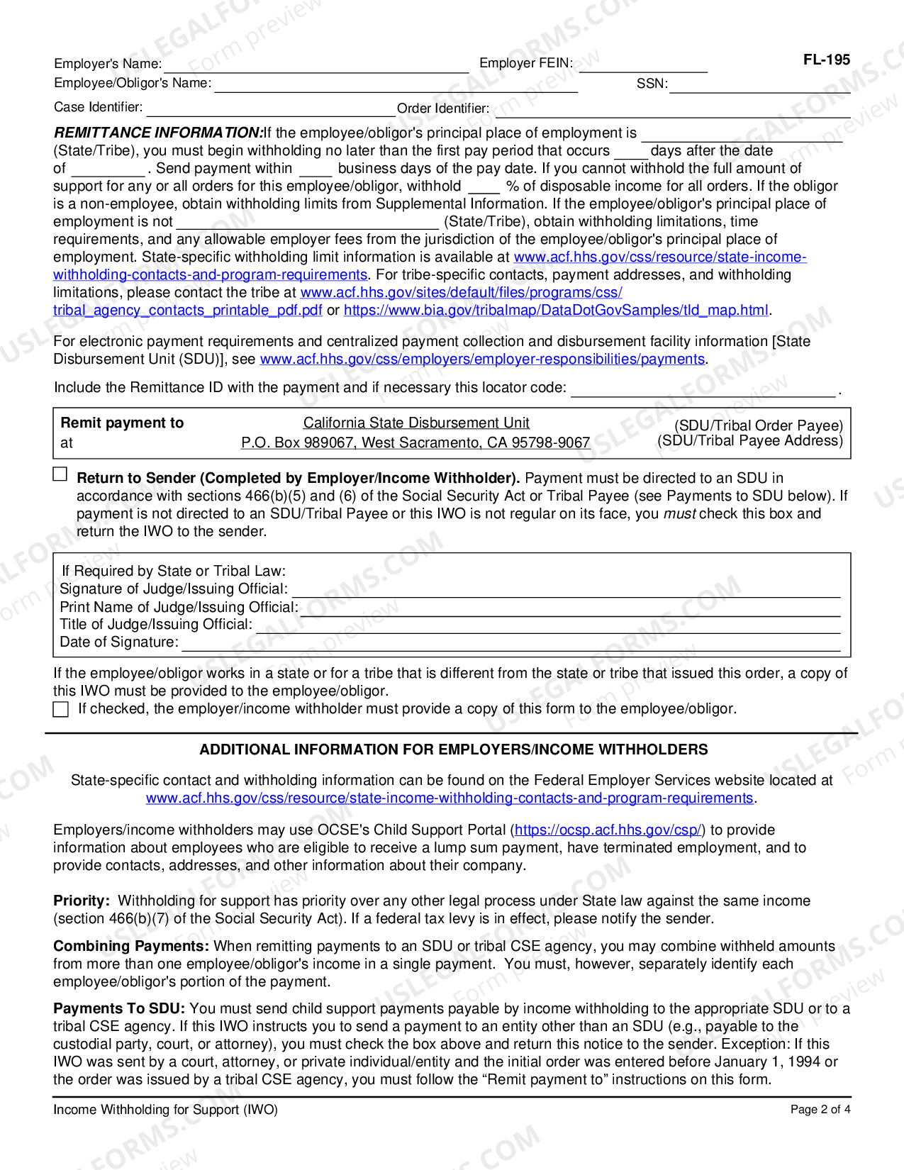 California Order - California Withholding Order | US Legal Forms