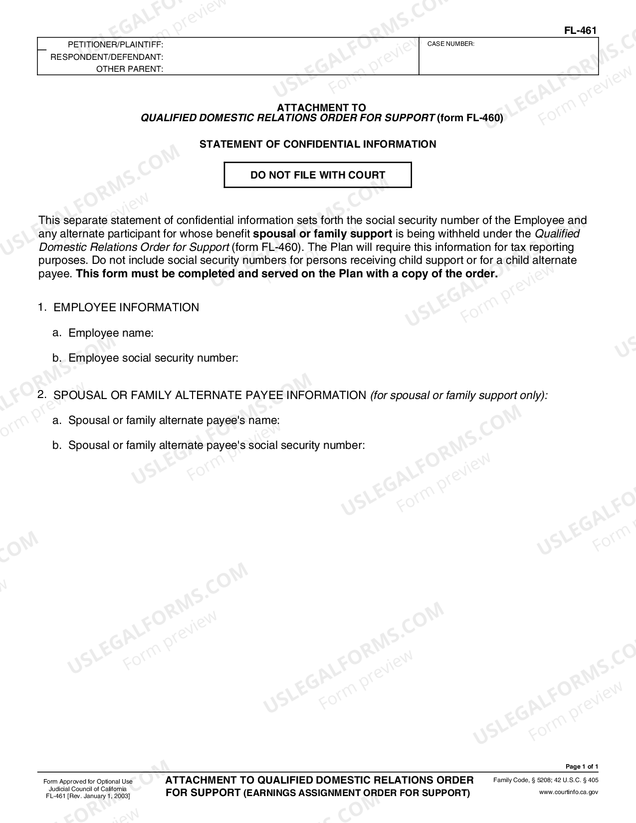 California Attachment to Qualified Domestic Relations Order for Support ...