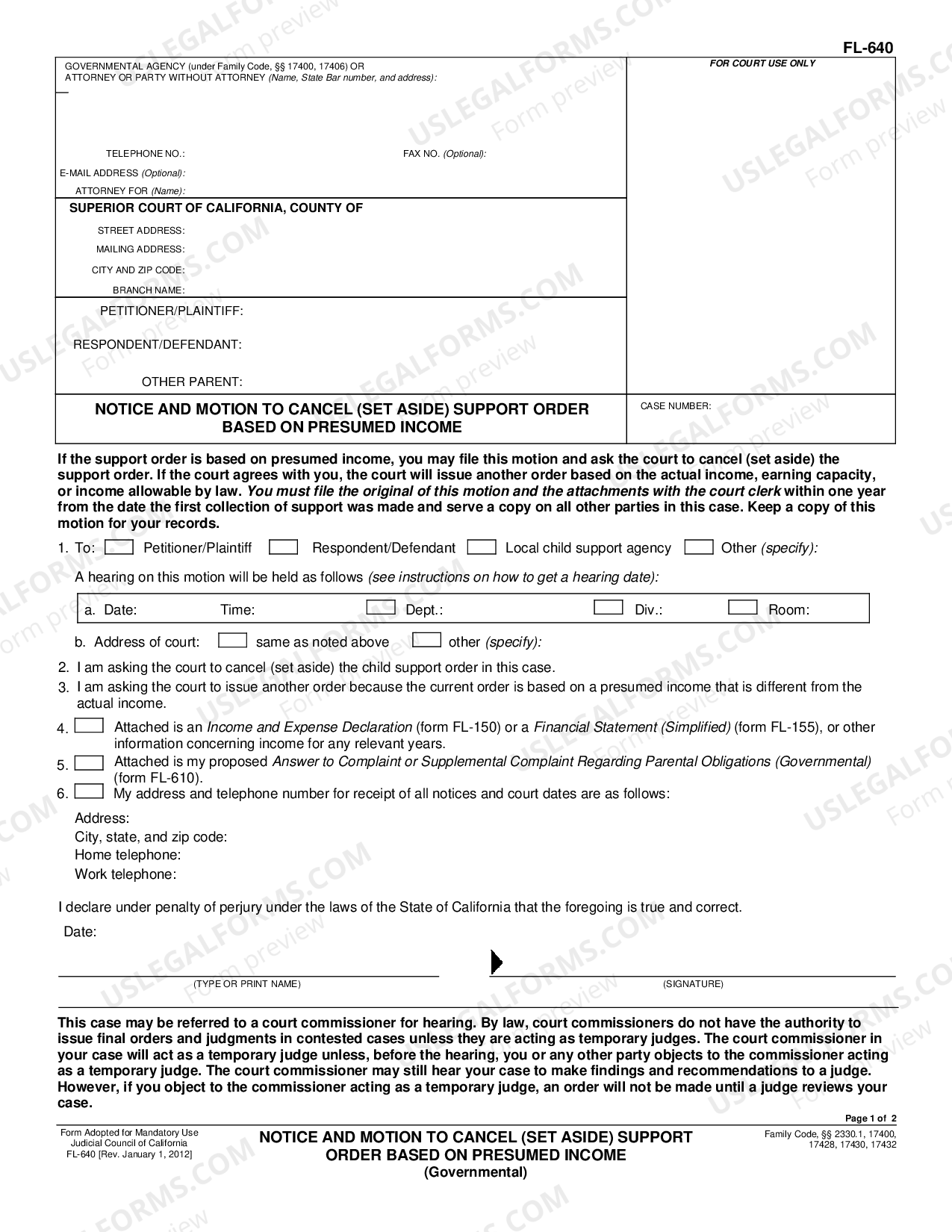 Huntington Beach California Notice And Motion To Cancel Set Aside