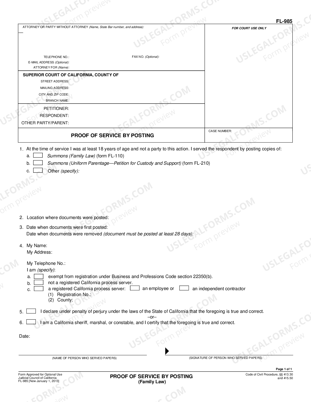 California Proof of Service by Posting | US Legal Forms