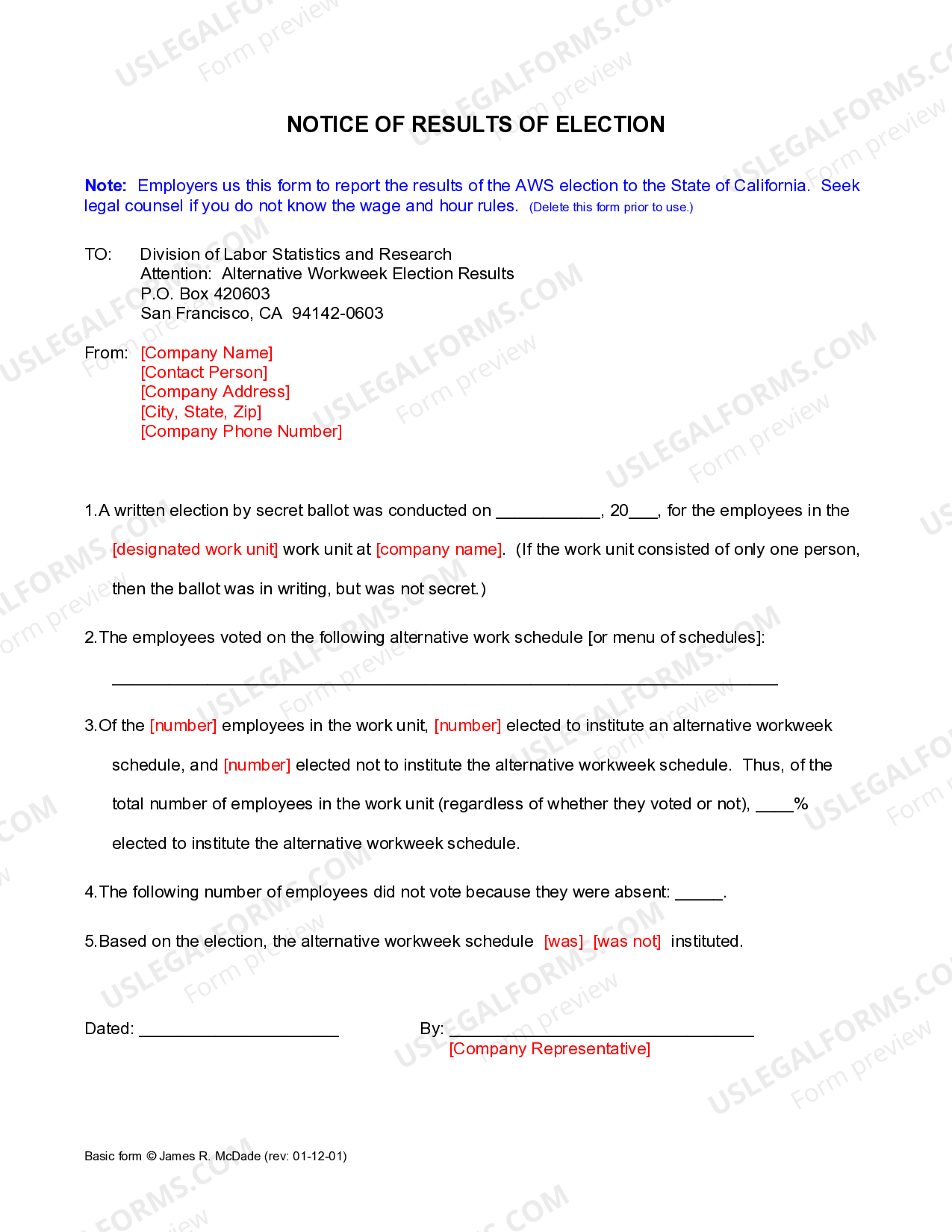 Alternative Work Schedule Agreement Form | US Legal Forms