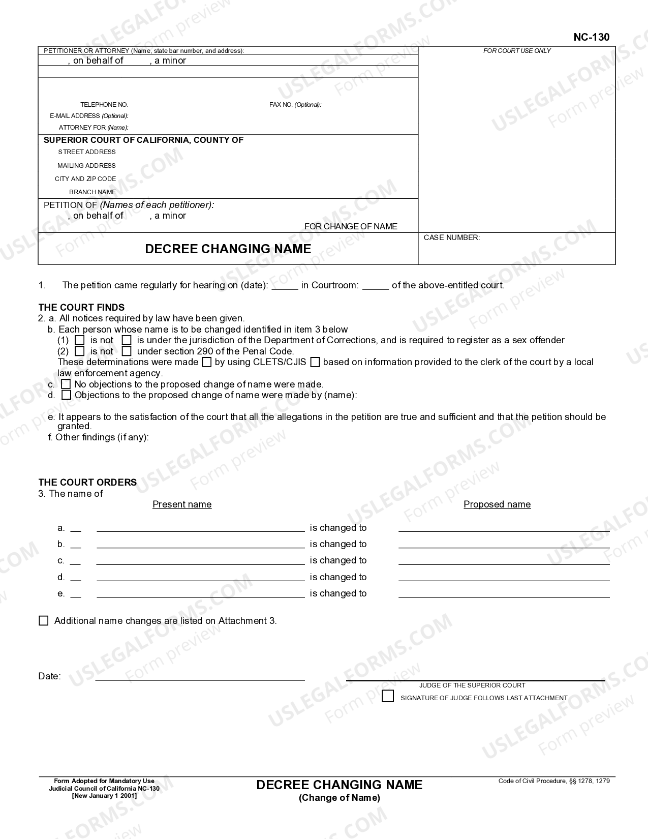 California Decree Changing Name for Minor | US Legal Forms