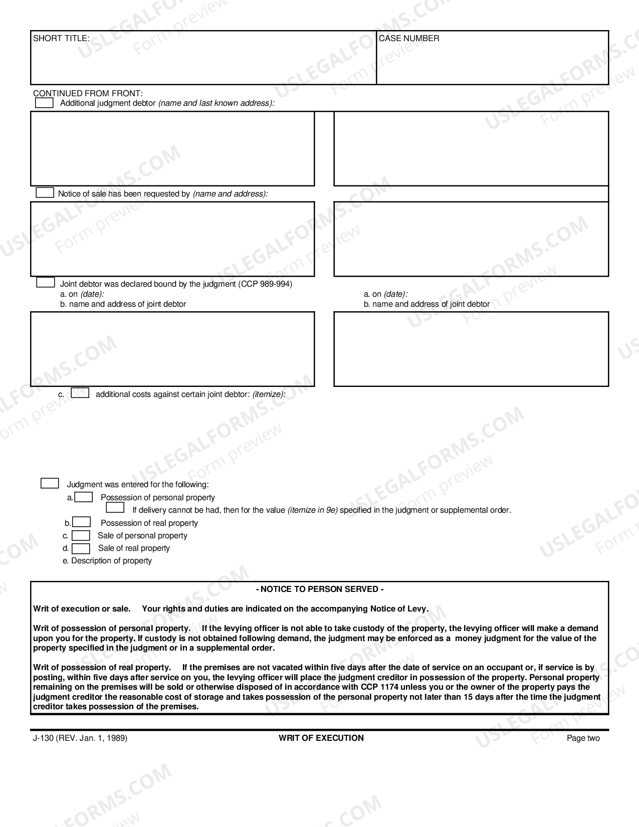 California Writ of Execution - California Writ Of Execution | US Legal ...
