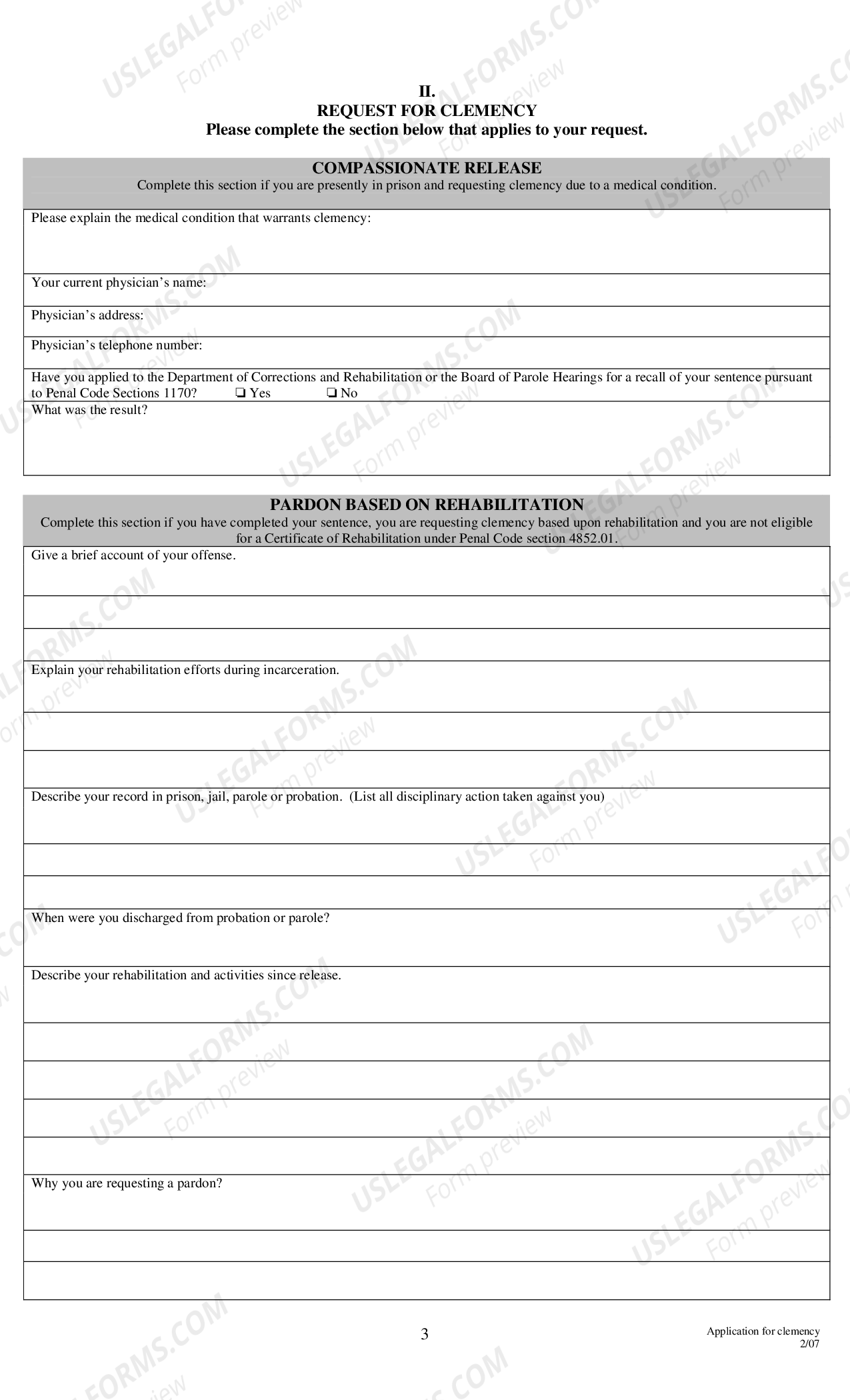 California Application for Clemency - Ca Apply Form | US Legal Forms