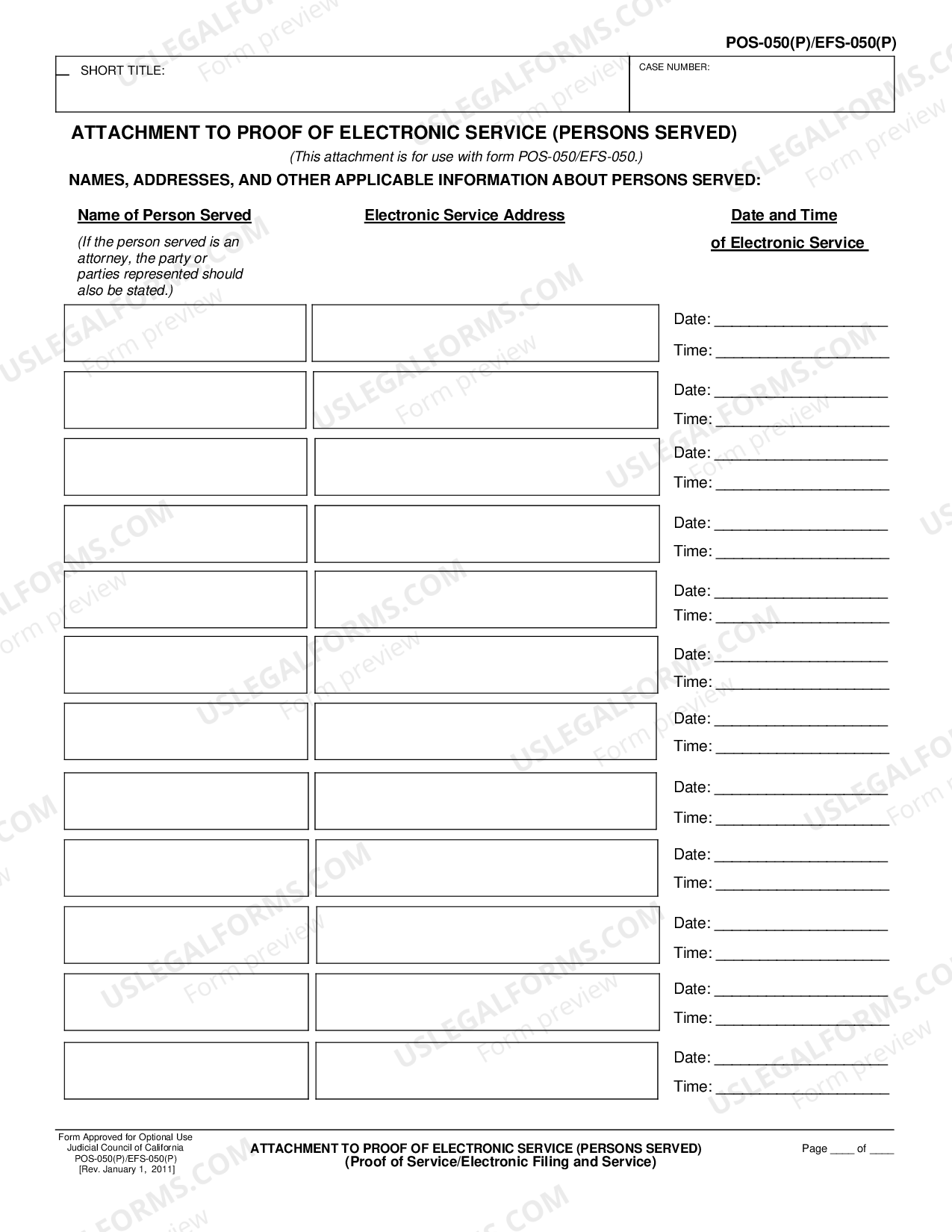 California Attachment to Proof of Electronic Service - Persons Served ...