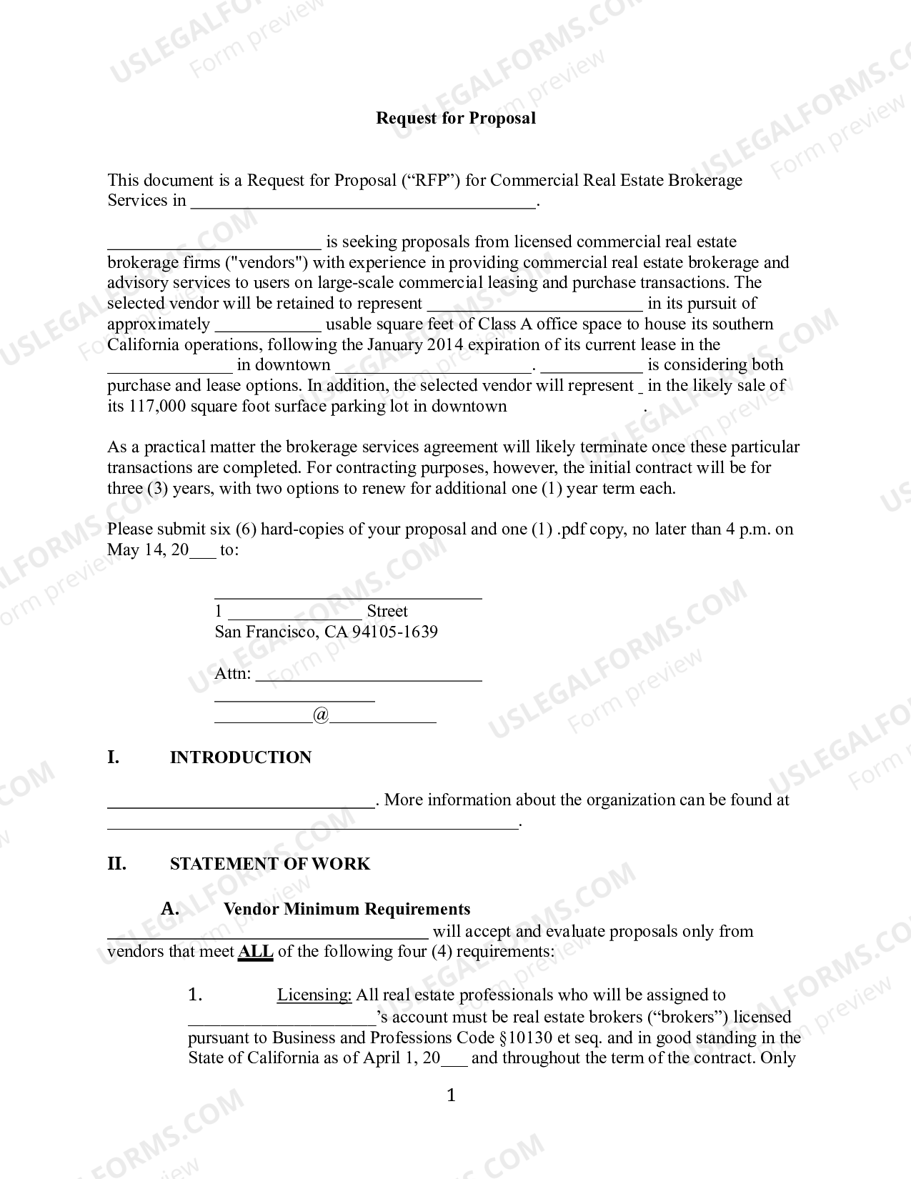 California Request for Proposal for Commercial Real Estate Brokerage ...
