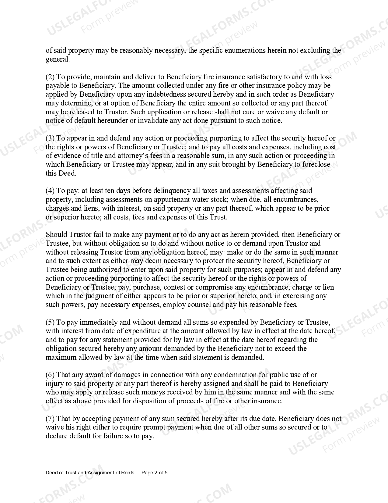 California Deed of Trust and Assignment of Rents | US Legal Forms