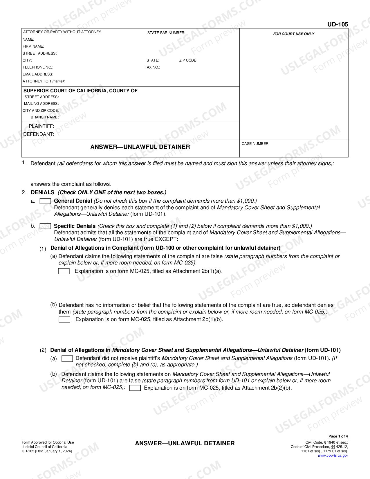 Vista California Answer Unlawful Detainer US Legal Forms Vista California Answer Unlawful Detainer US Legal Forms