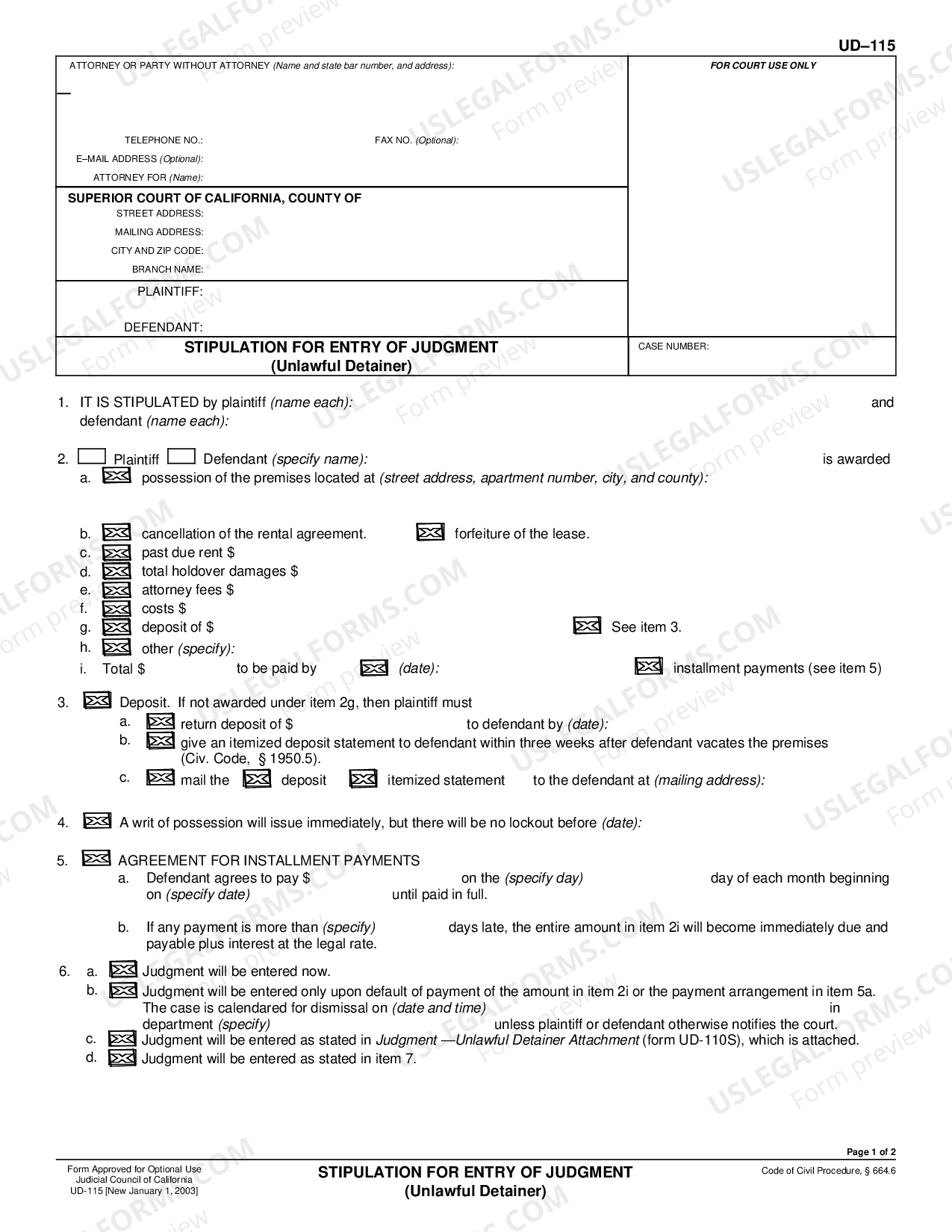 California Stipulation For Entry Of Judgment Unlawful Detainer California Stipulation For Entry Of Judgment Unlawful Detainer