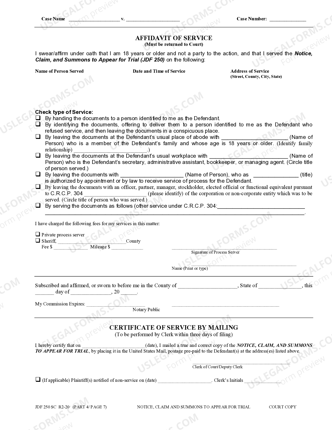 Colorado Notice, Claim, and Summons to Appear | US Legal Forms