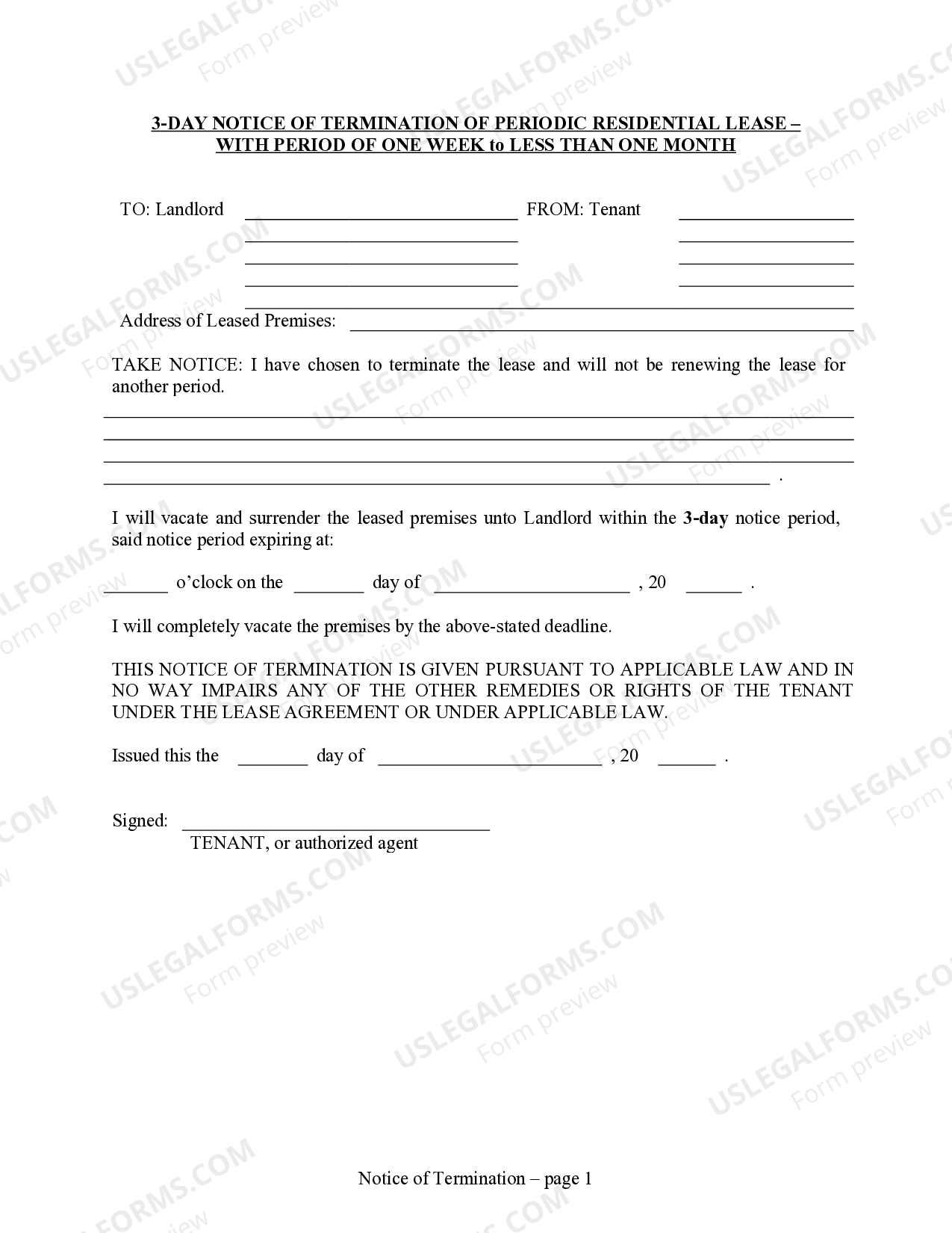 Lakewood Colorado 3 Day Notice To Terminate Lease Of One Week To Less Lakewood Colorado 3 Day Notice To Terminate Lease Of One Week To Less