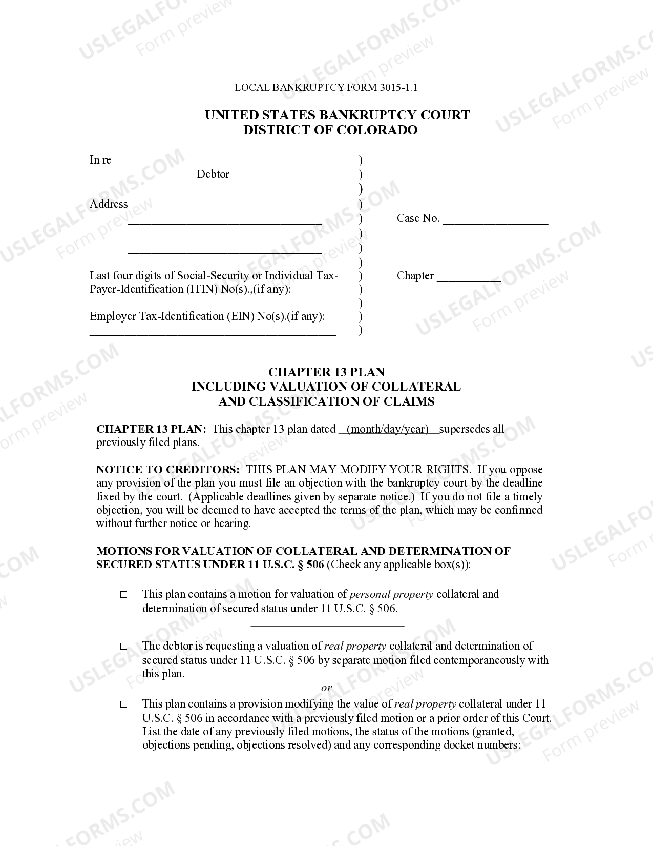 Colorado Chapter 13 Plan | US Legal Forms
