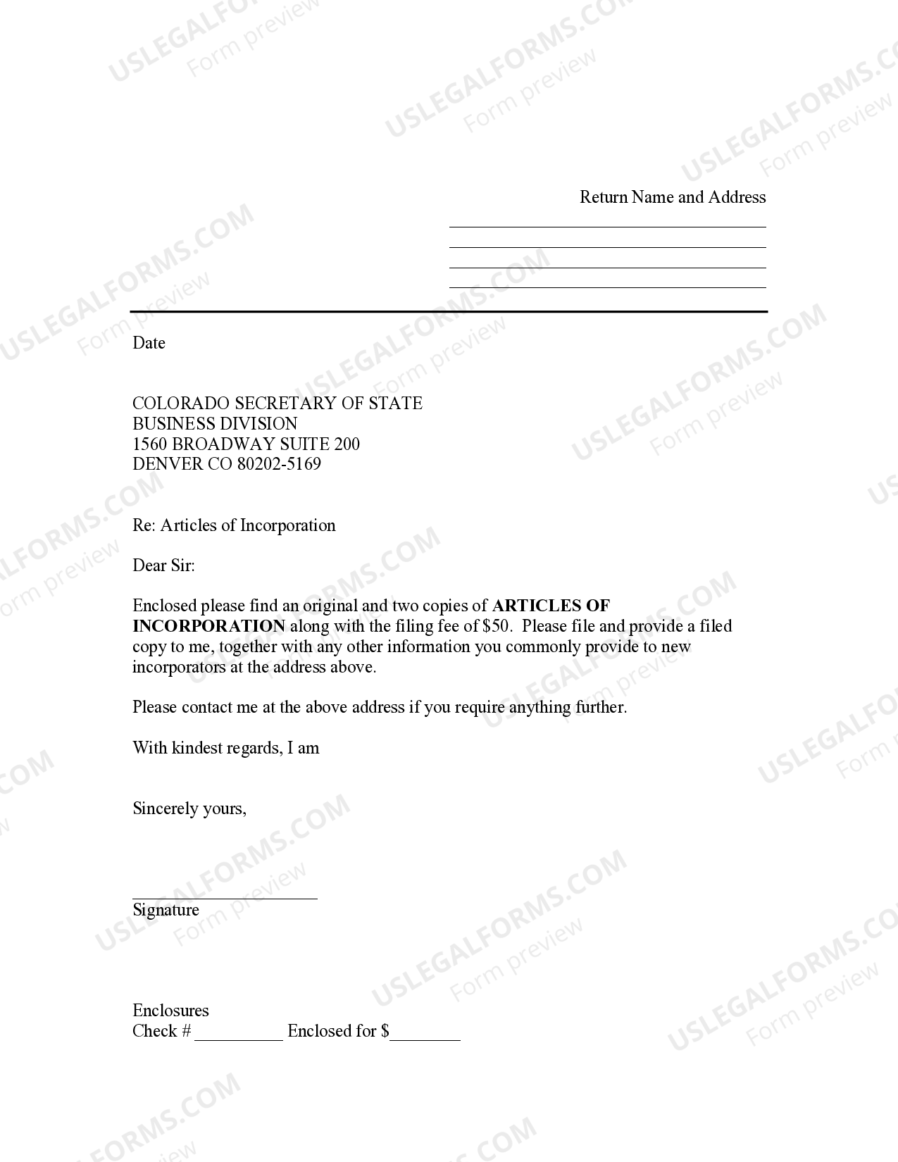 Articles Of Incorporation With | US Legal Forms