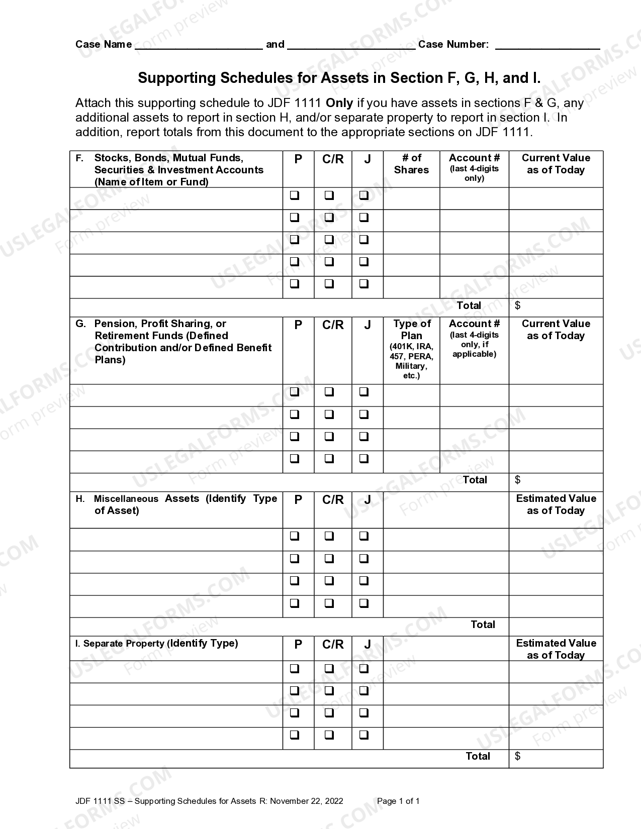Colorado Sworn Financial Statement - Supporting Schedules - Jdf 1111 Ss ...