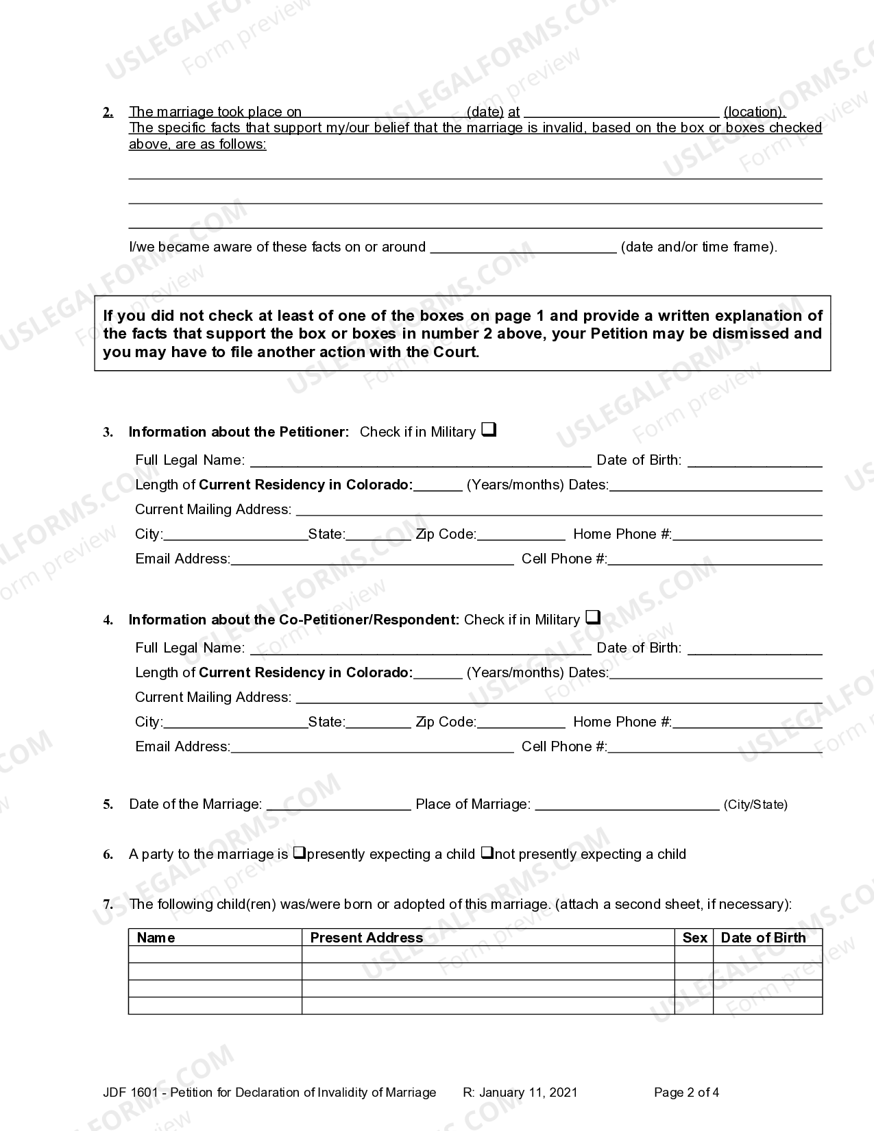 Colorado Petition for Declaration of Invalidity | US Legal Forms