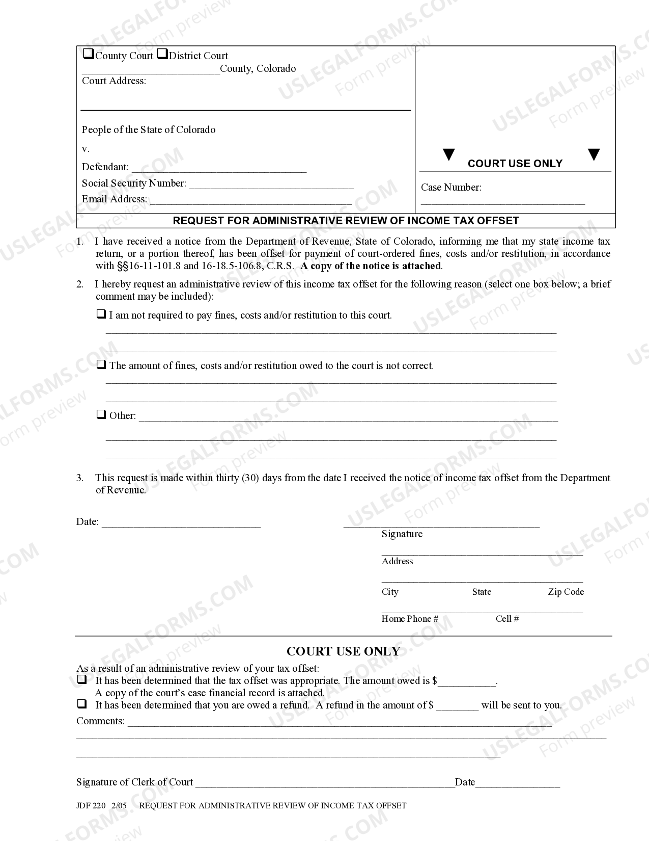 Colorado Request for Administrative Review of Income Tax Offset | US ...