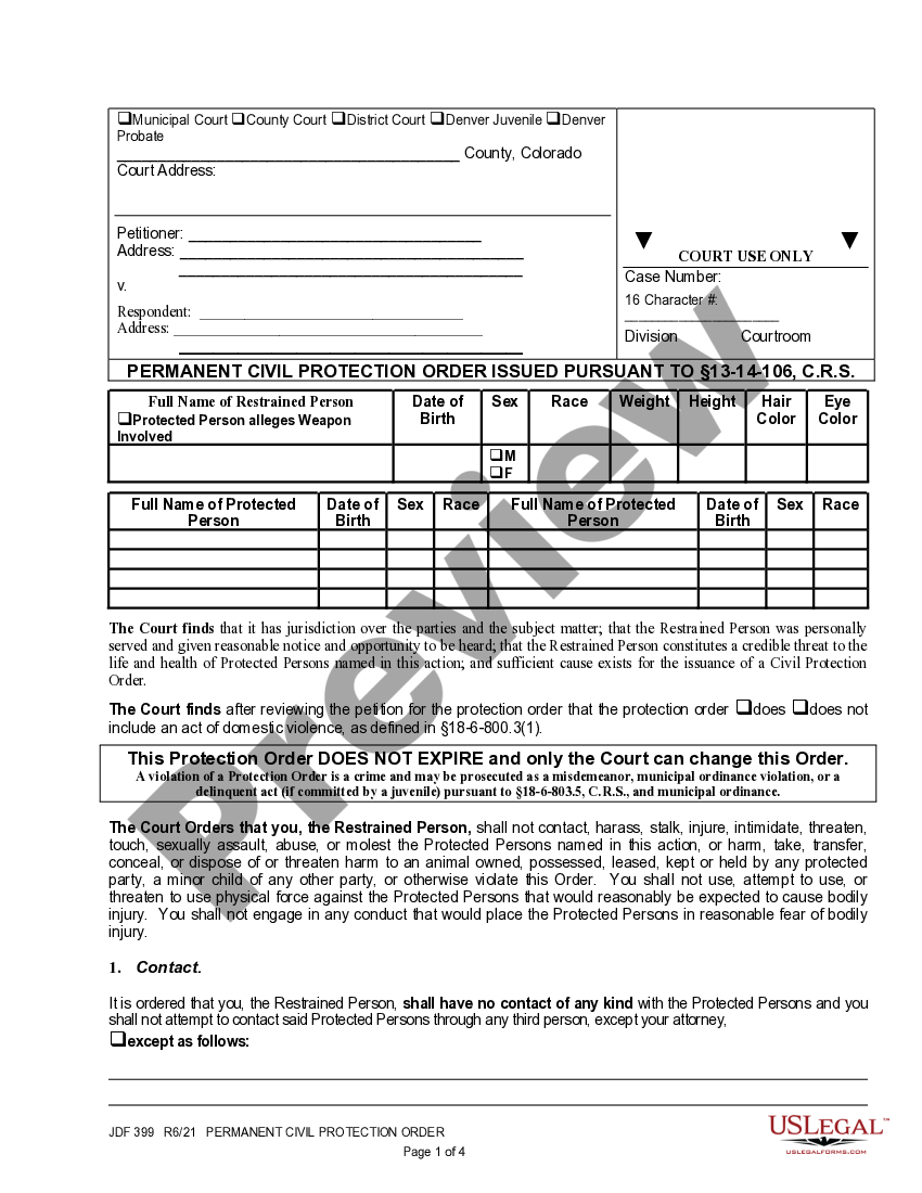 Restraining Order Colorado