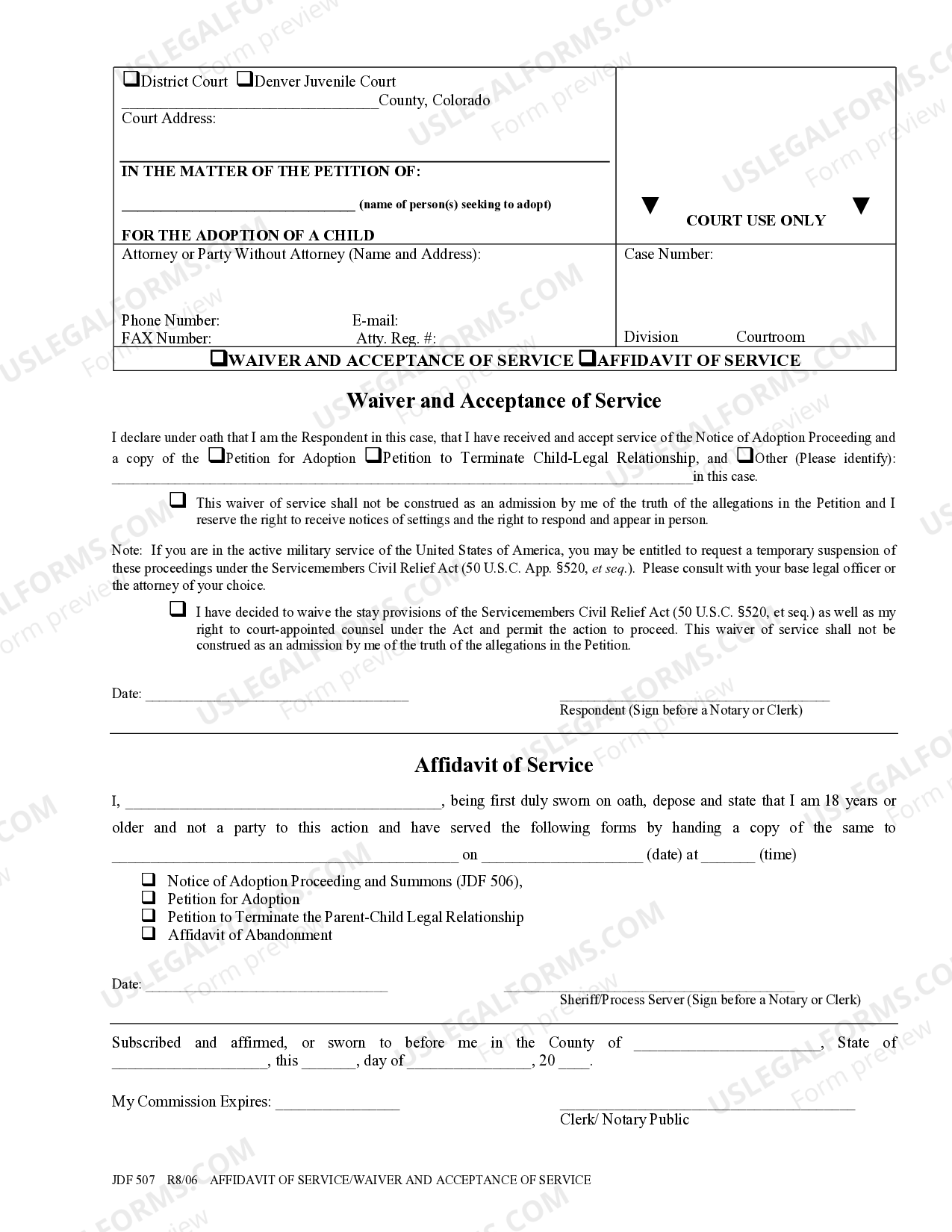Affidavit Of Service Form Colorado | US Legal Forms