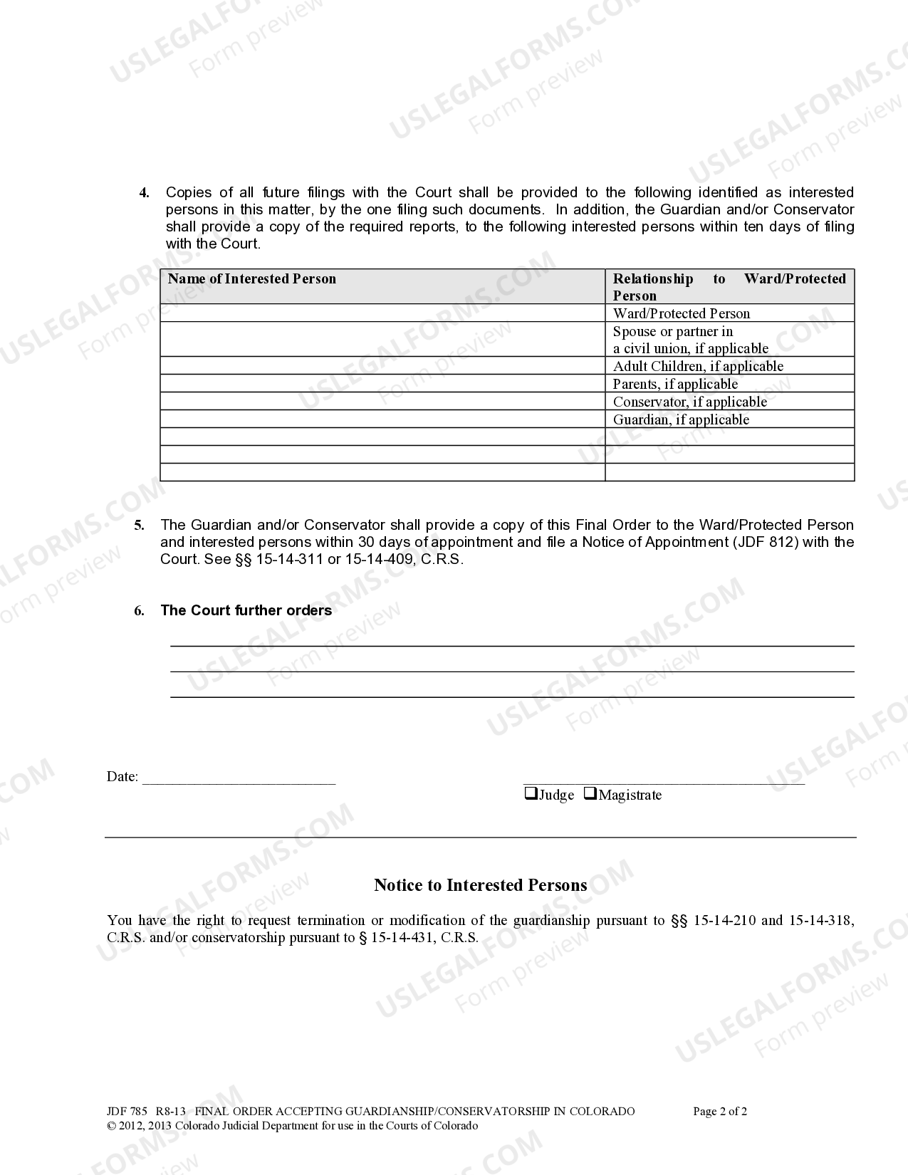 Colorado Order Accepting Guardianship or Conservatorship From Sending ...