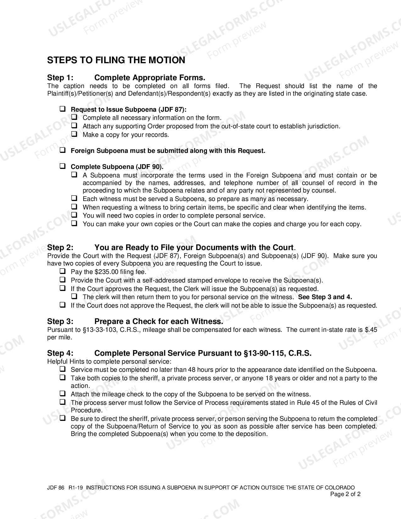 Instructions for Issuing a Subpoena in Support of an Action Outside the ...