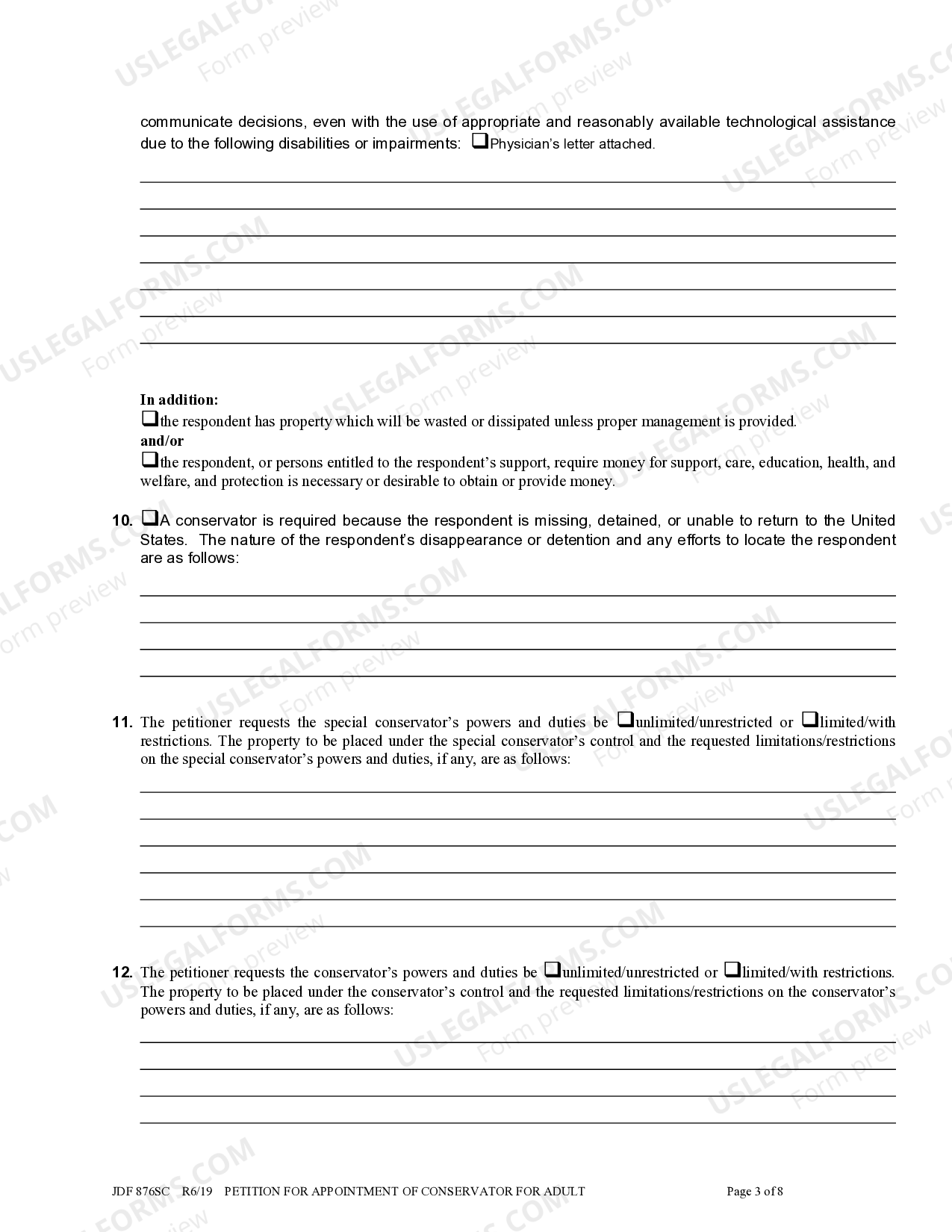 Colorado Petition For Appointment Of A Conservator - Adult | US Legal Forms