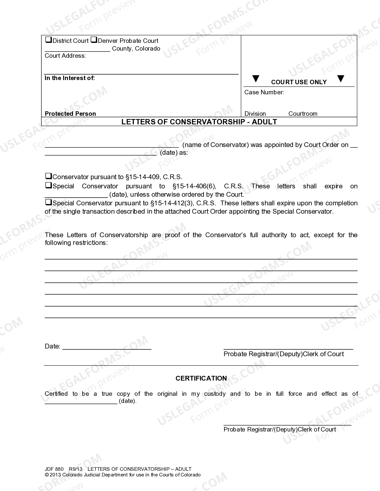 Colorado Letters Of Conservatorship - Adult - Letter Of Conservatorship ...