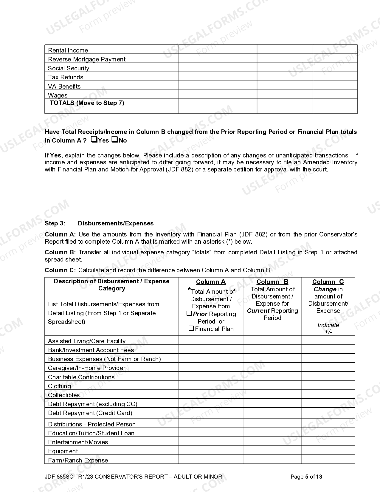 Colorado Conservator’s Report - Jdf 885 | US Legal Forms