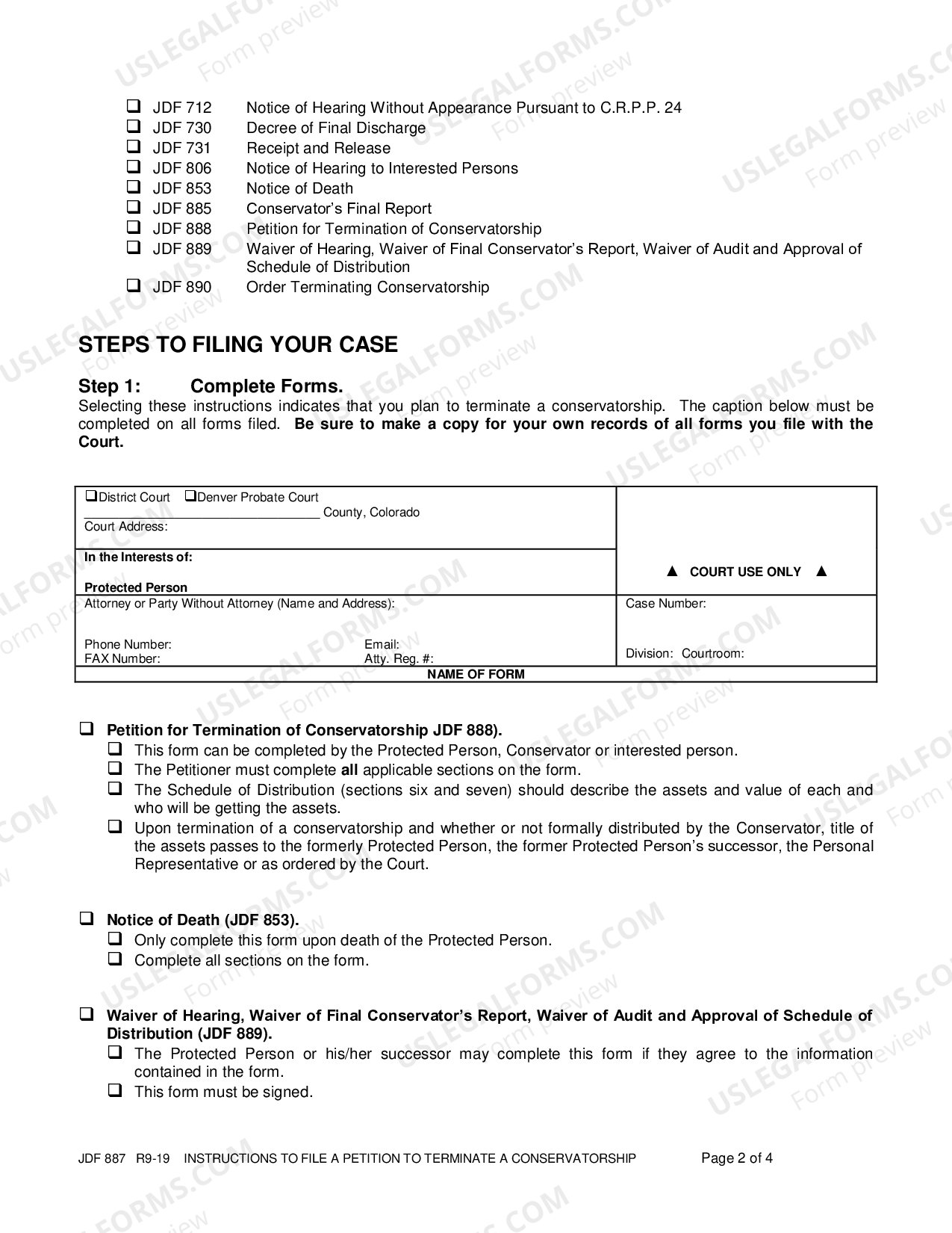 Colorado Instructions To File A Petition To Terminate Conservatorship ...