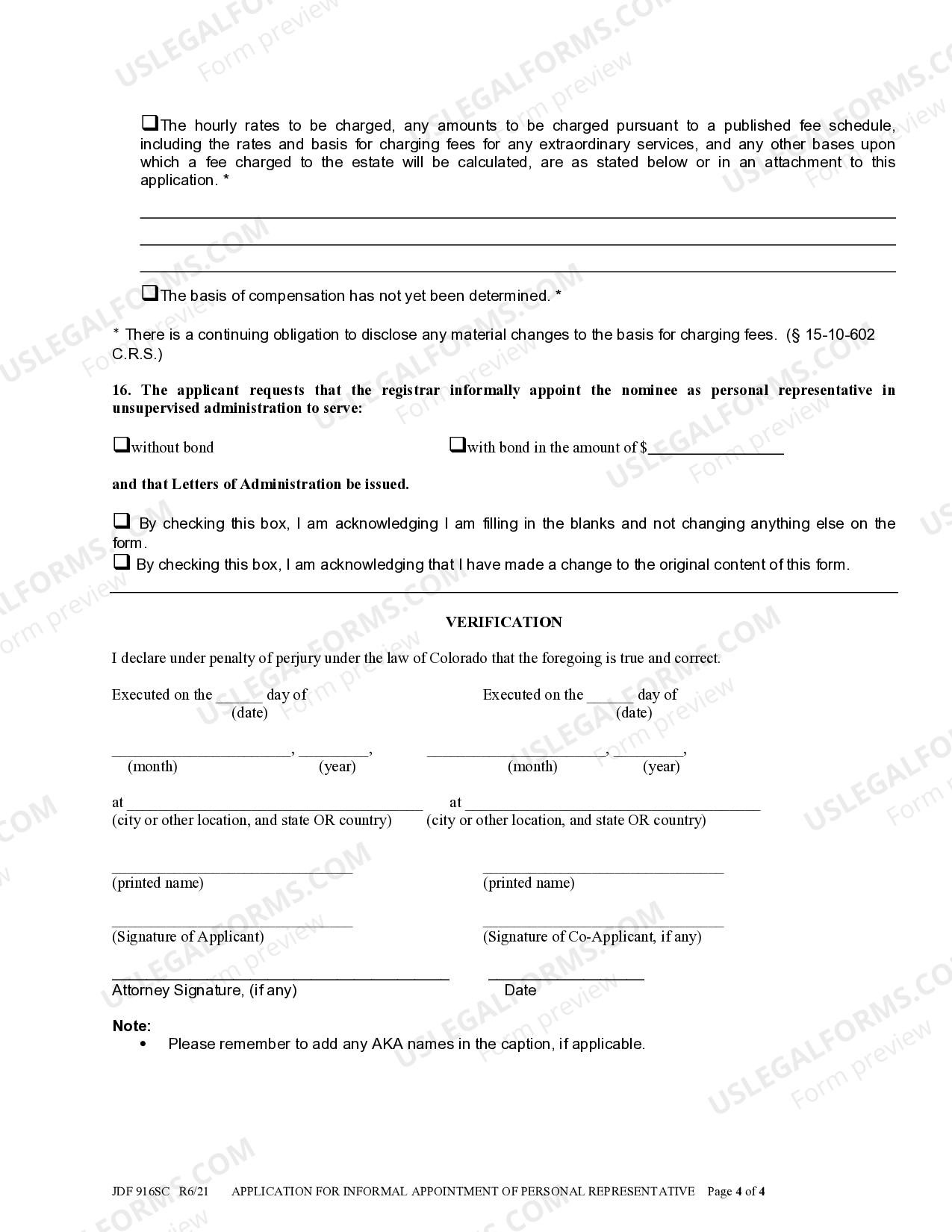 Colorado Application For Informal Appointment Of Personal ...
