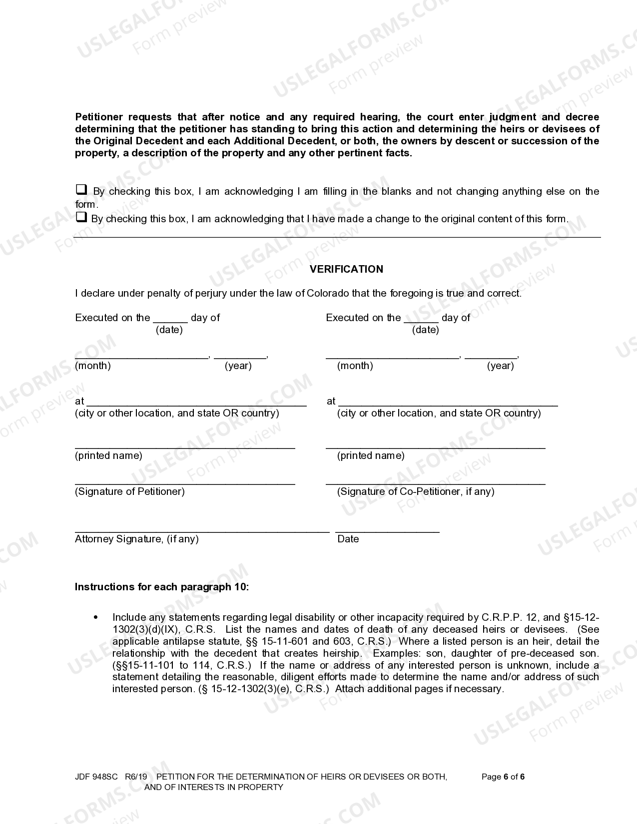 Colorado Petition For The Determination Of Heirs Or Devisees Or Both ...