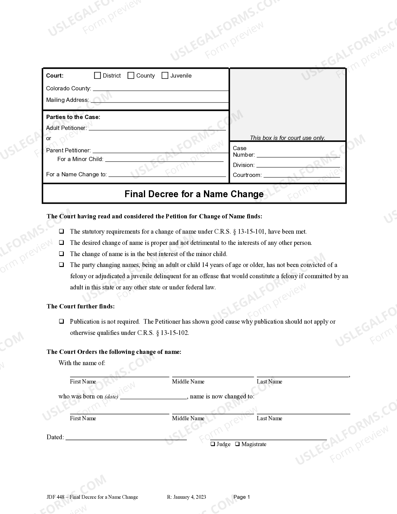 Colorado Final Decree - Minor Name Change - Change Llc Name Colorado ...