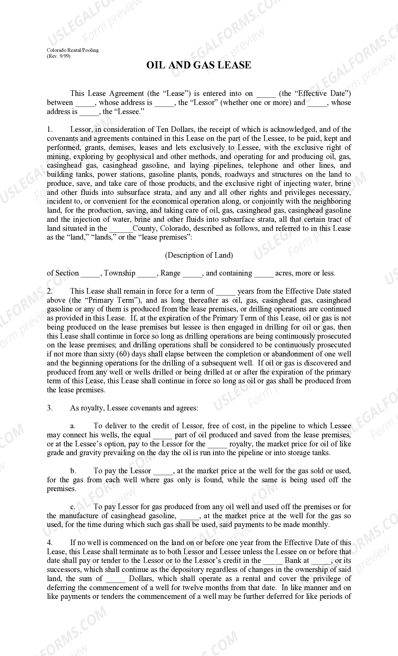 Colorado Rental Lease Pooling Provision | US Legal Forms