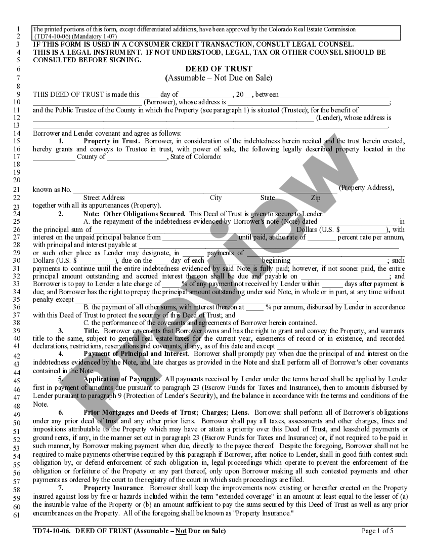 Lakewood Colorado Deed Of Trust Assumable Not Due On Sale US Legal Forms lakewood-colorado-deed-of-trust-assumable-not-due-on-sale-us-legal-forms
