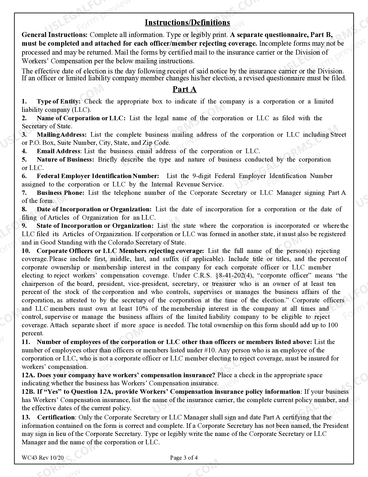 Colorado Rejection of Coverage for Workers' Compensation | US Legal Forms