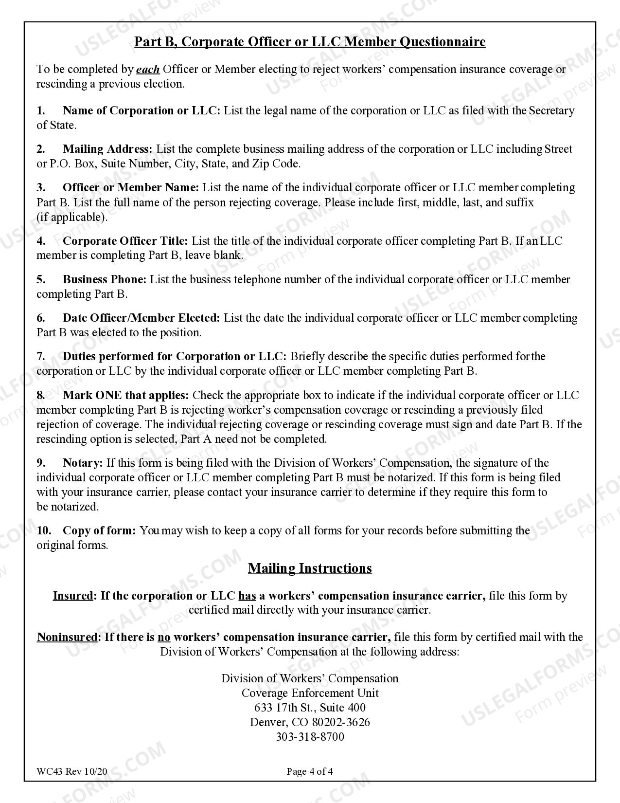 Colorado Rejection of Coverage for Workers' Compensation | US Legal Forms