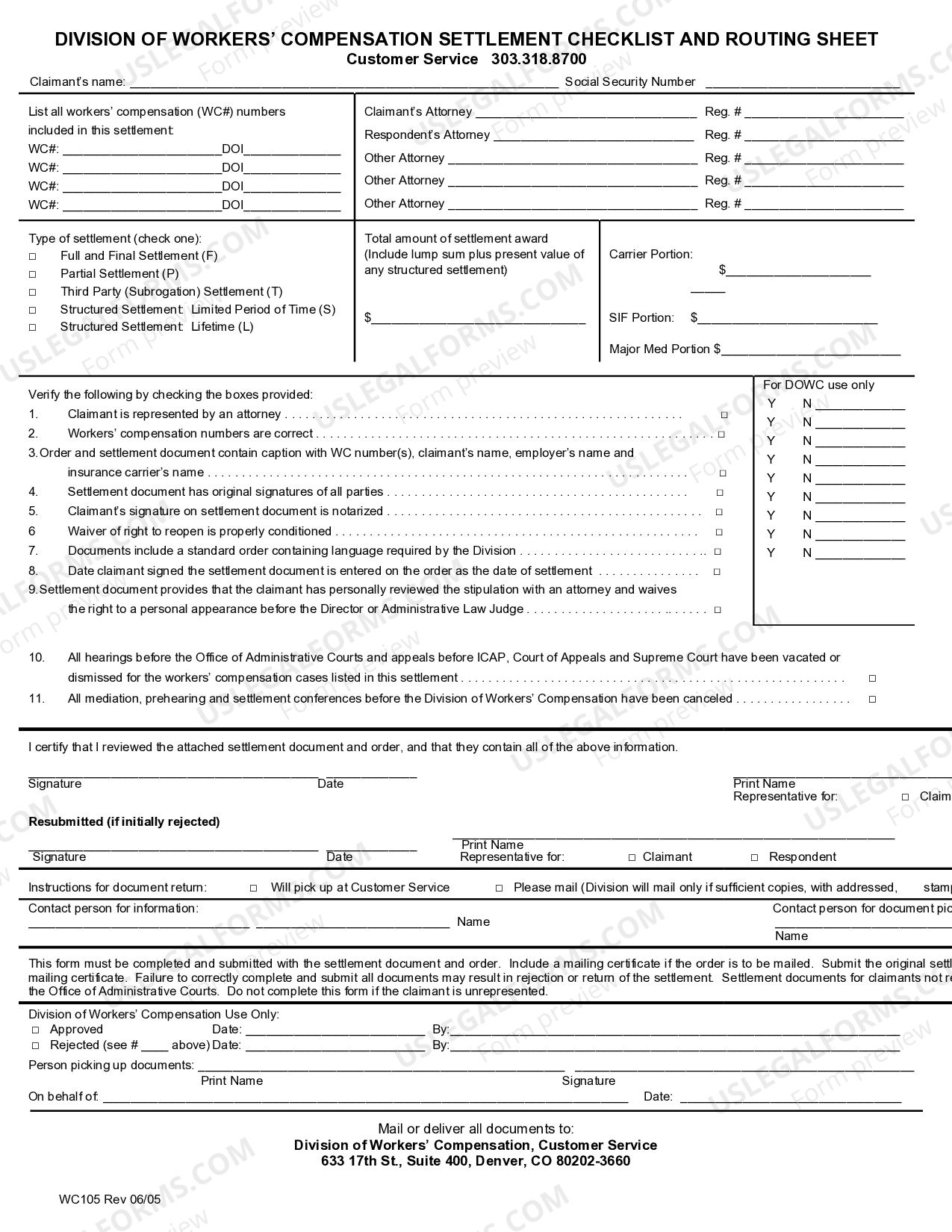 Colorado Checklist and Routing for Workers' Compensation | US Legal Forms
