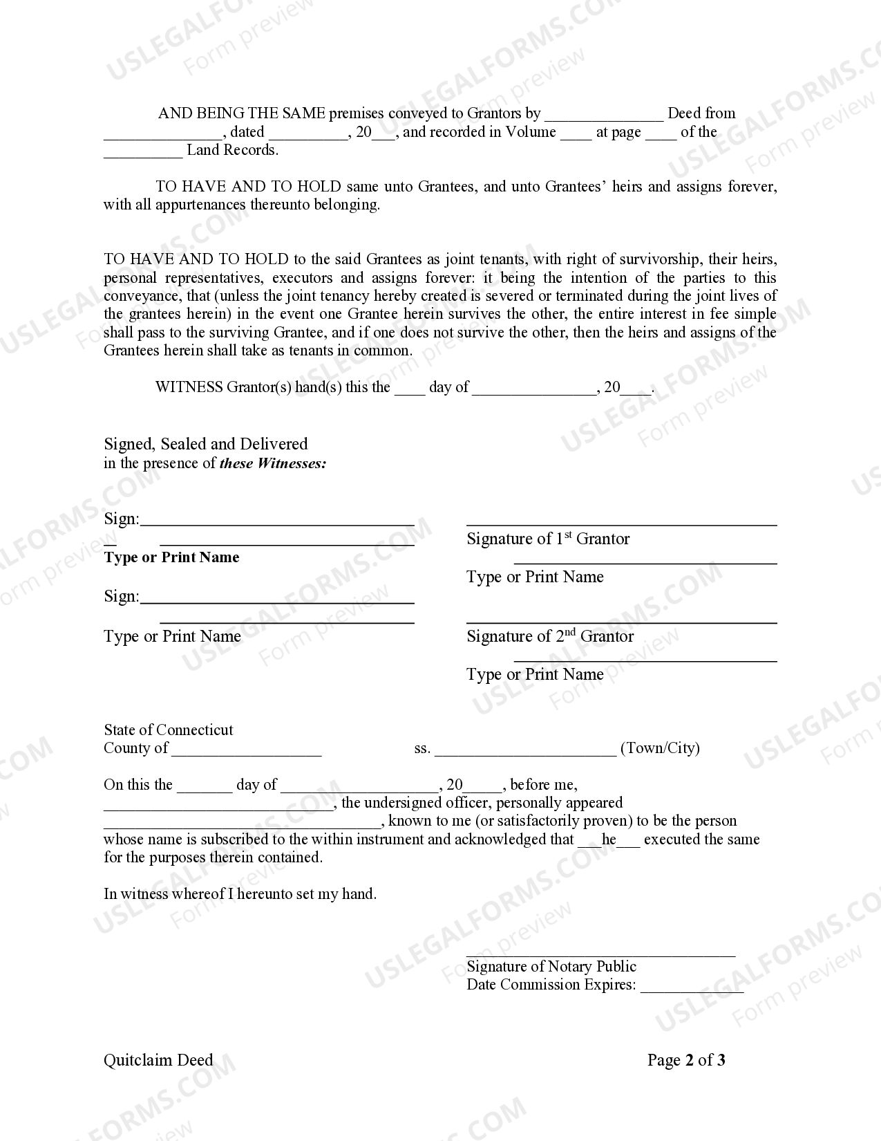 Connecticut Quitclaim Deed by Two Individuals to Husband and Wife - Connecticut Quitclaim Deed ...