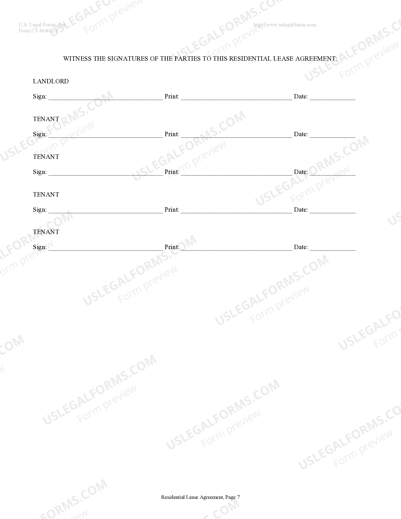 Connecticut Residential Lease or Rental Agreement for Month to Month ...