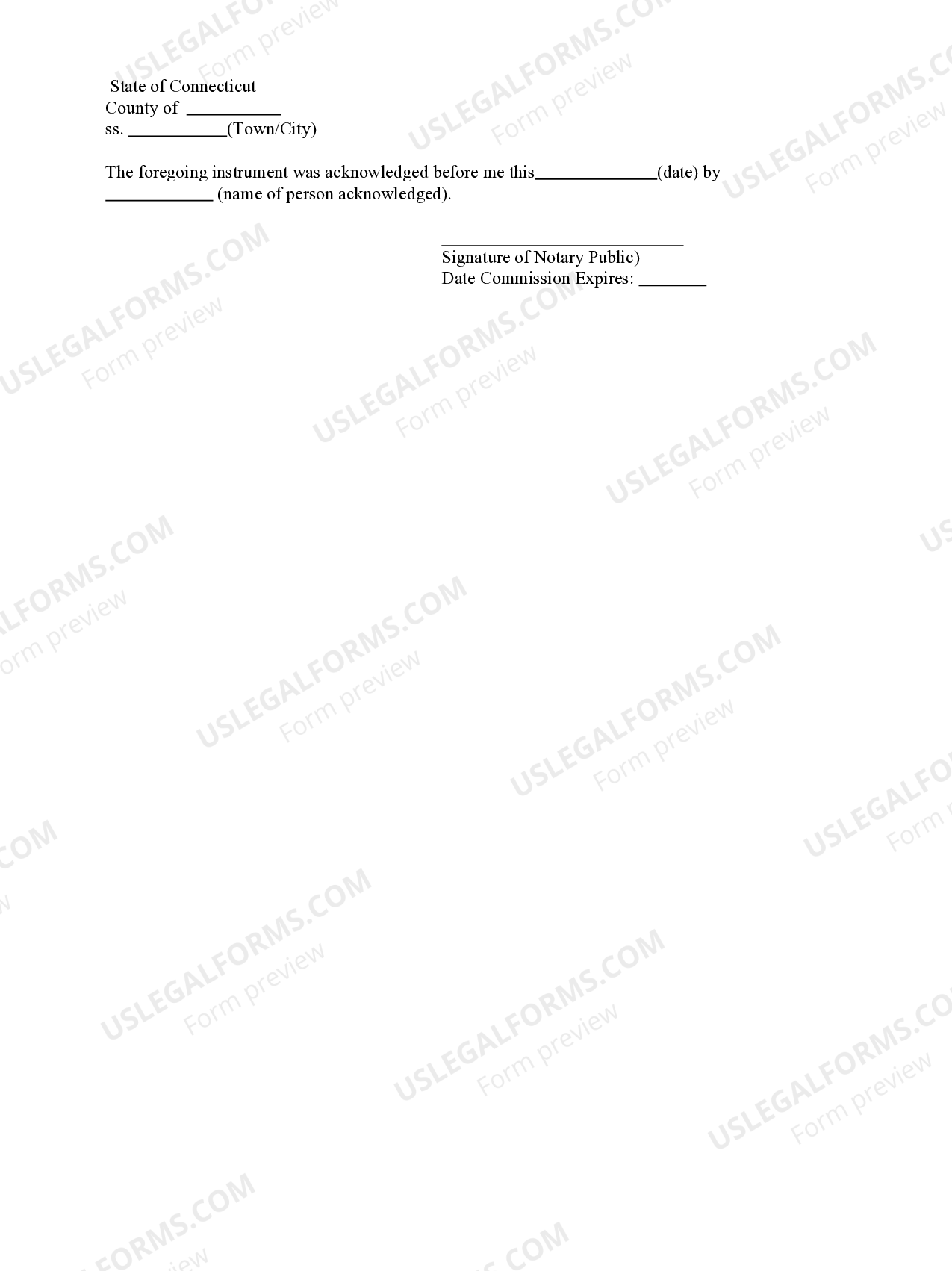 Connecticut Acknowledgment for Individuals - Short | US Legal Forms