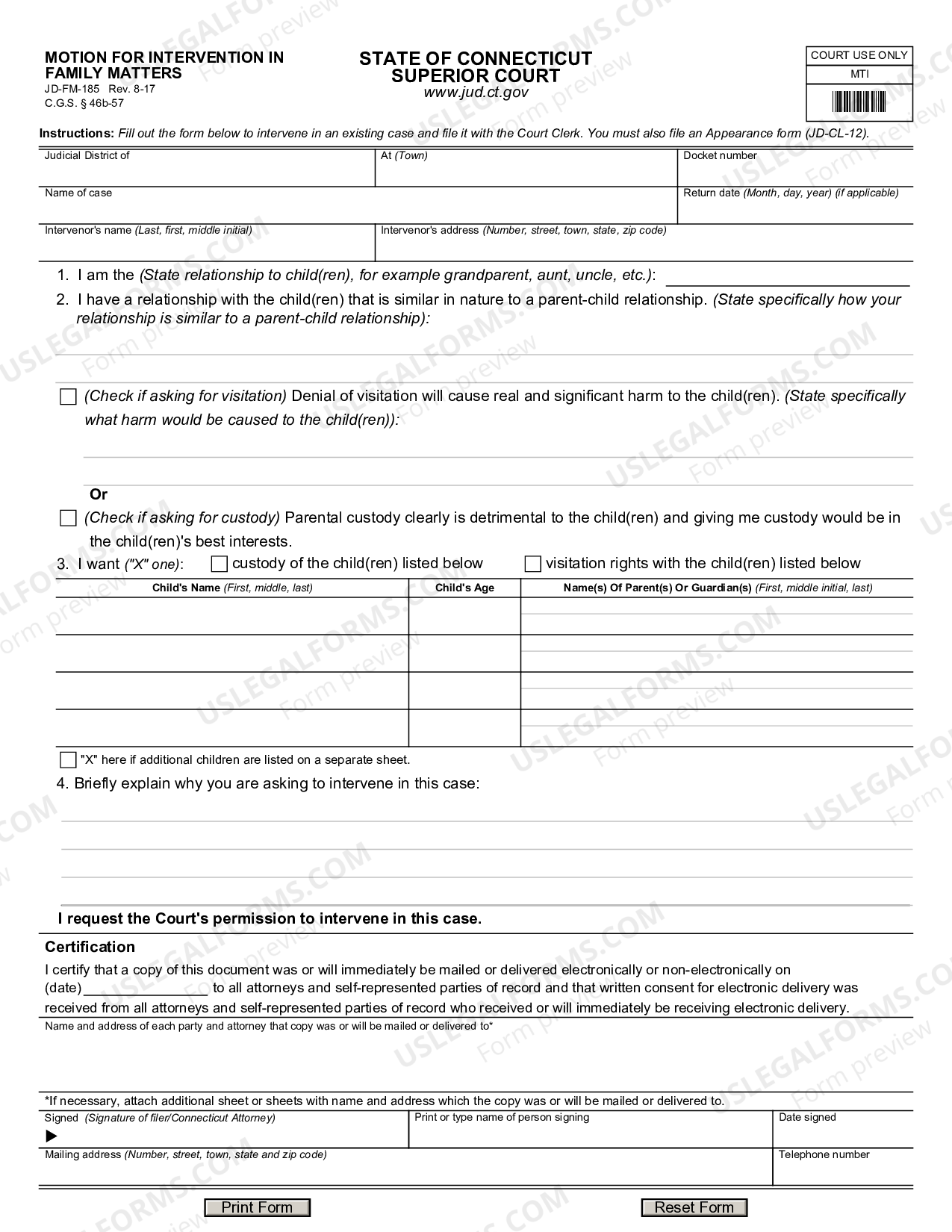 Waterbury Connecticut Motion For Intervention in Family Matters | US ...