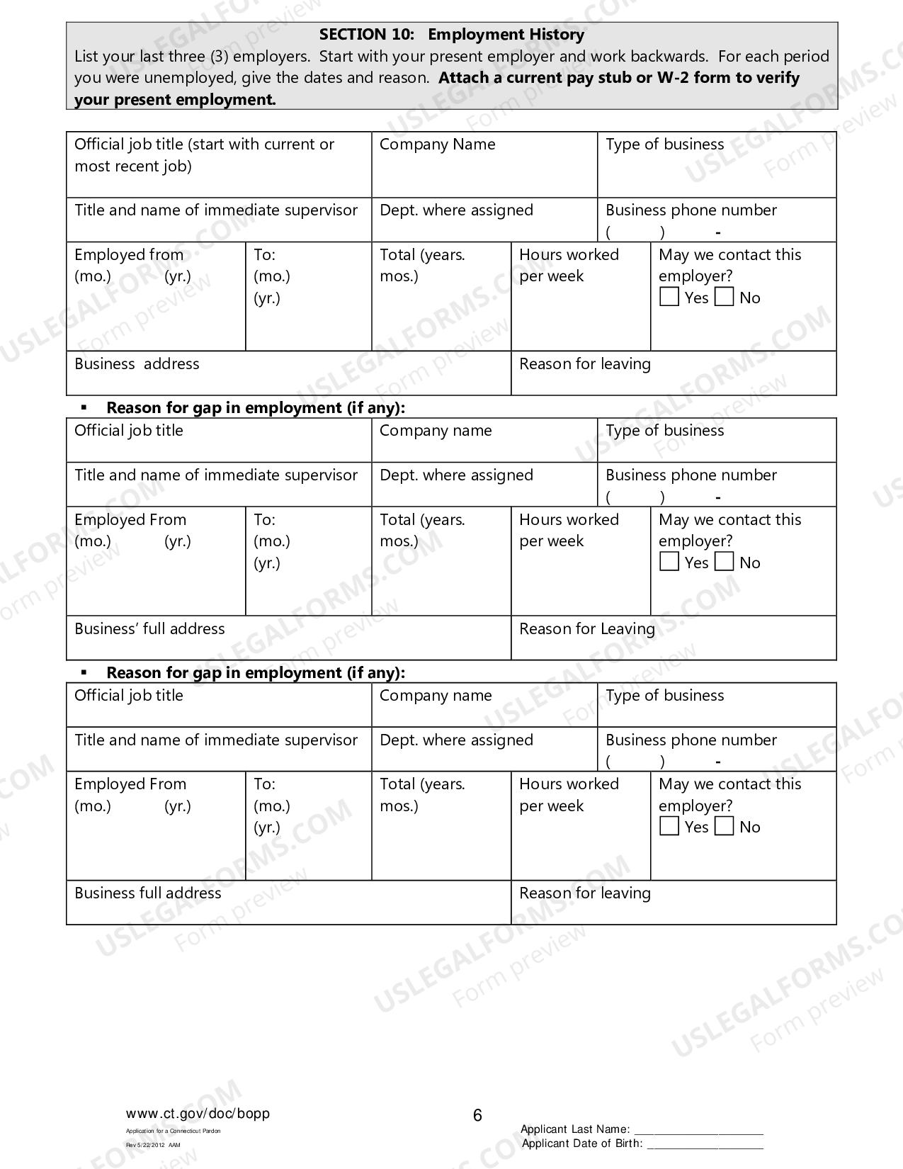 Application for a Connecticut Expungement or Provisional Pardon - Ct ...