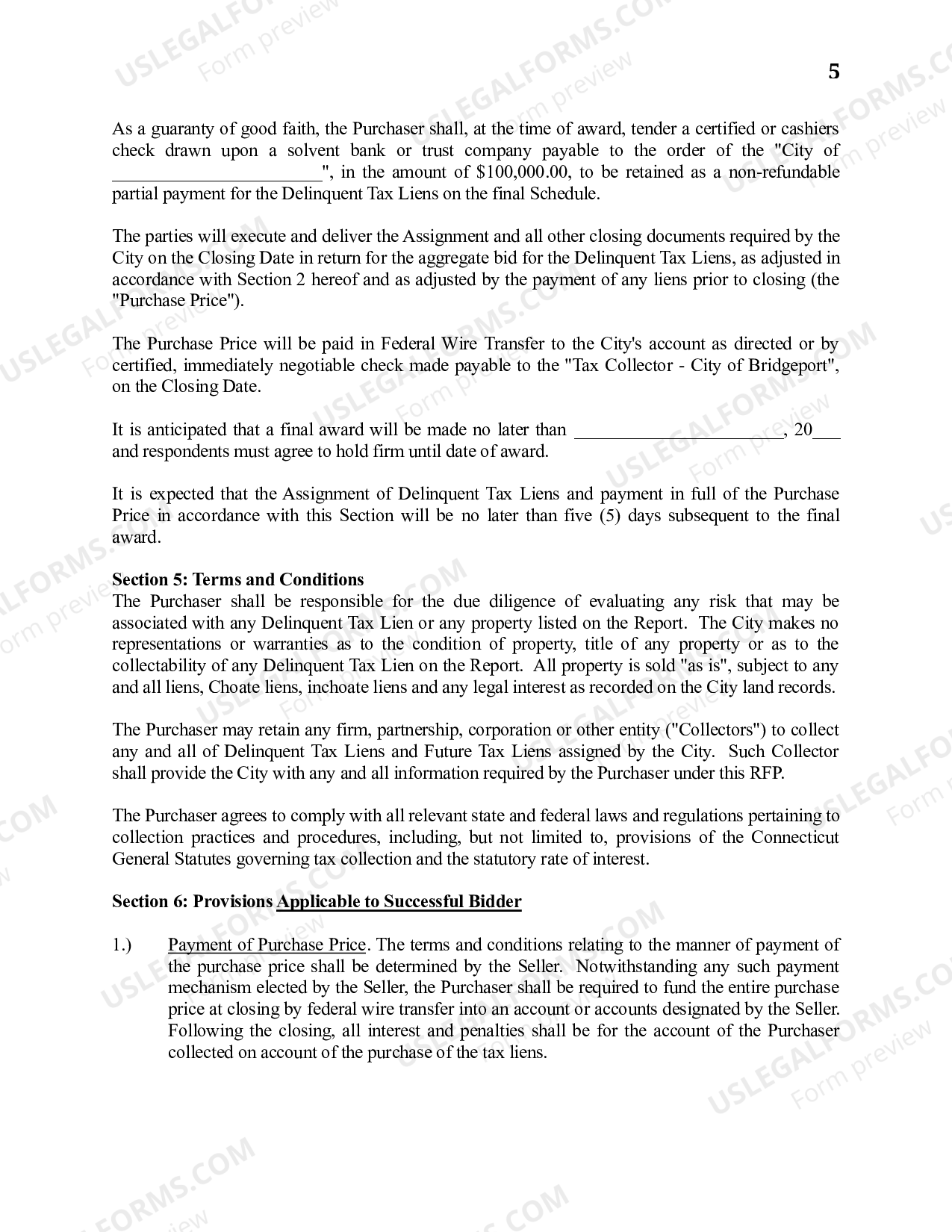 Connecticut Request for Proposals for the Purchase of Delinquent ...