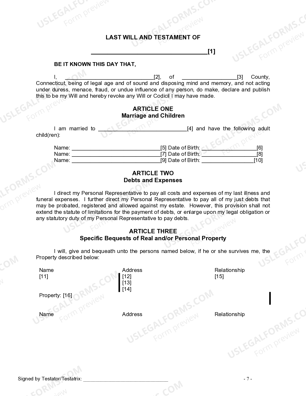 Connecticut Mutual Wills Package with Last Wills and Testaments for ...
