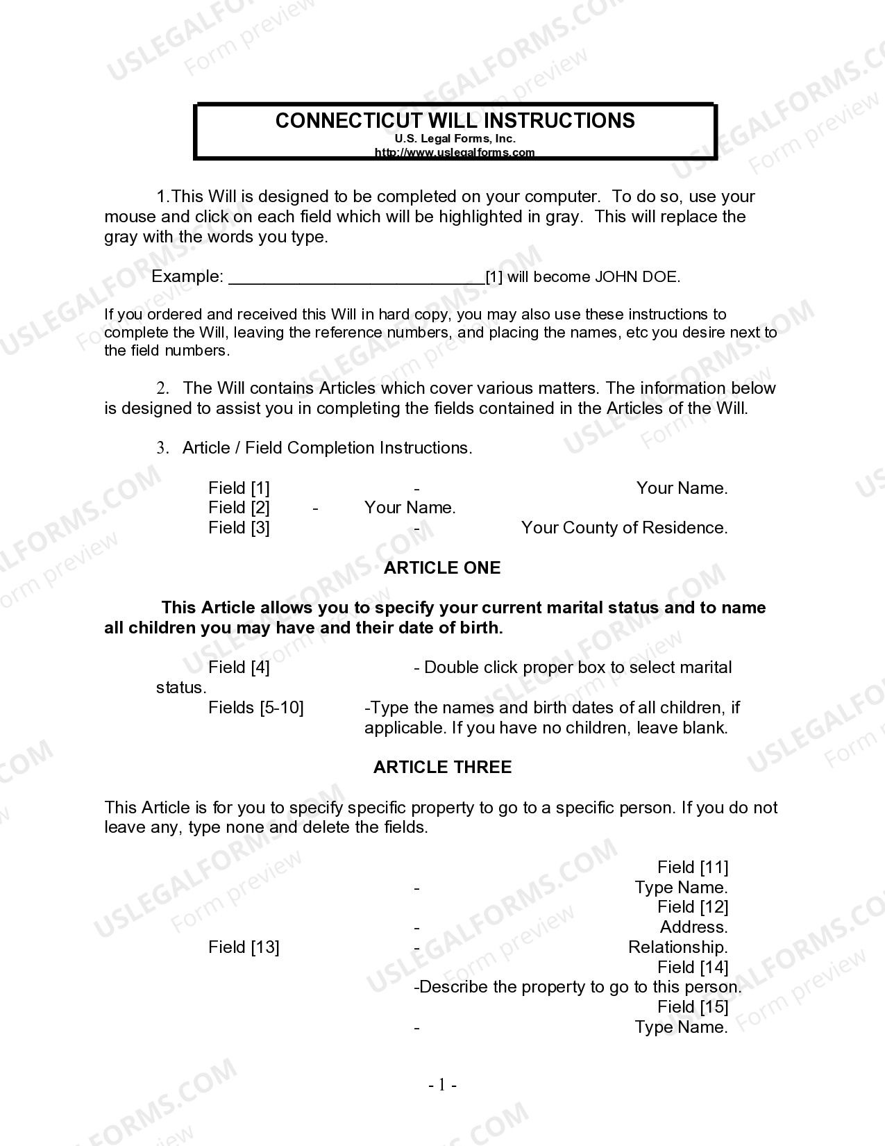 Connecticut Last Will and Testament for other Persons - Last Will And ...