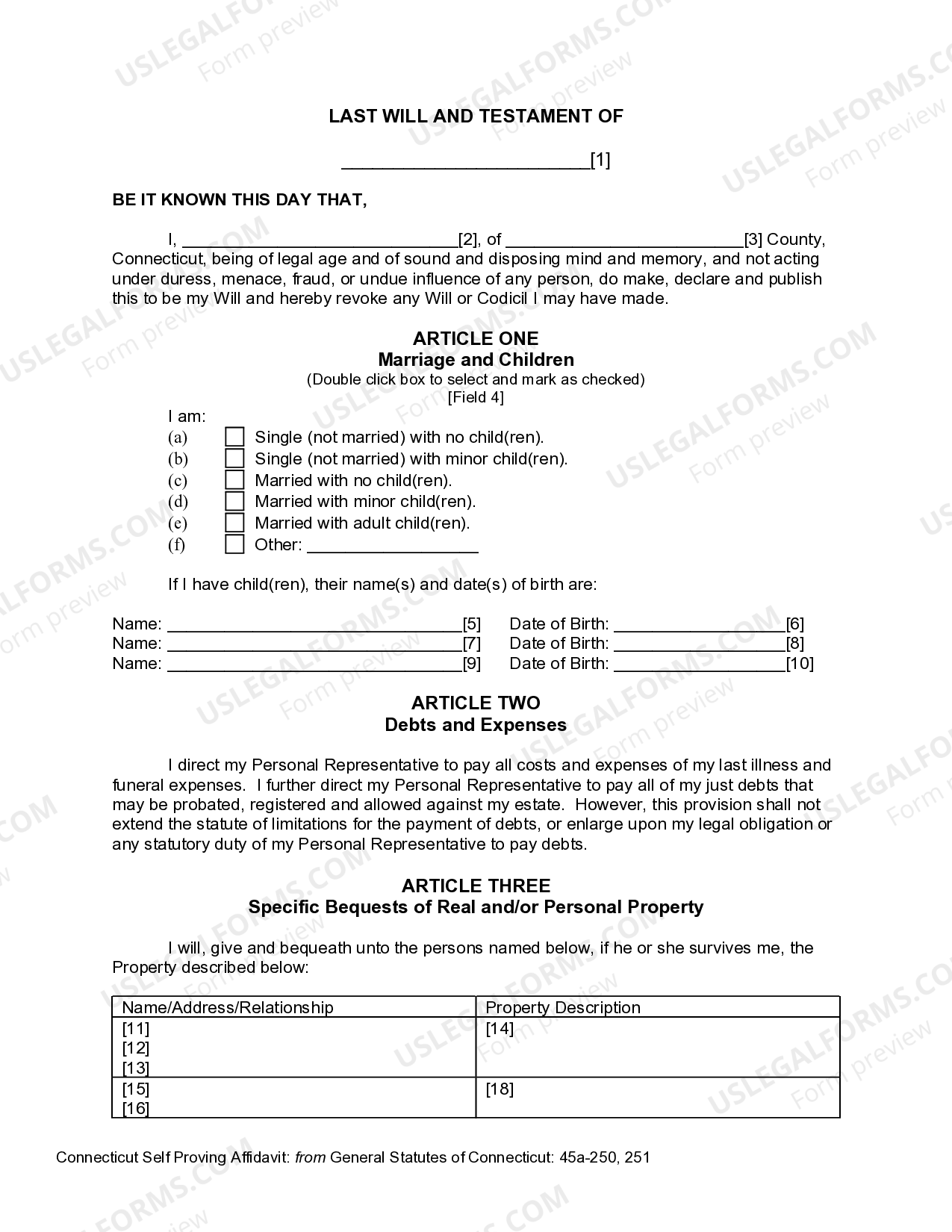 Connecticut Last Will and Testament for other Persons - Last Will And ...