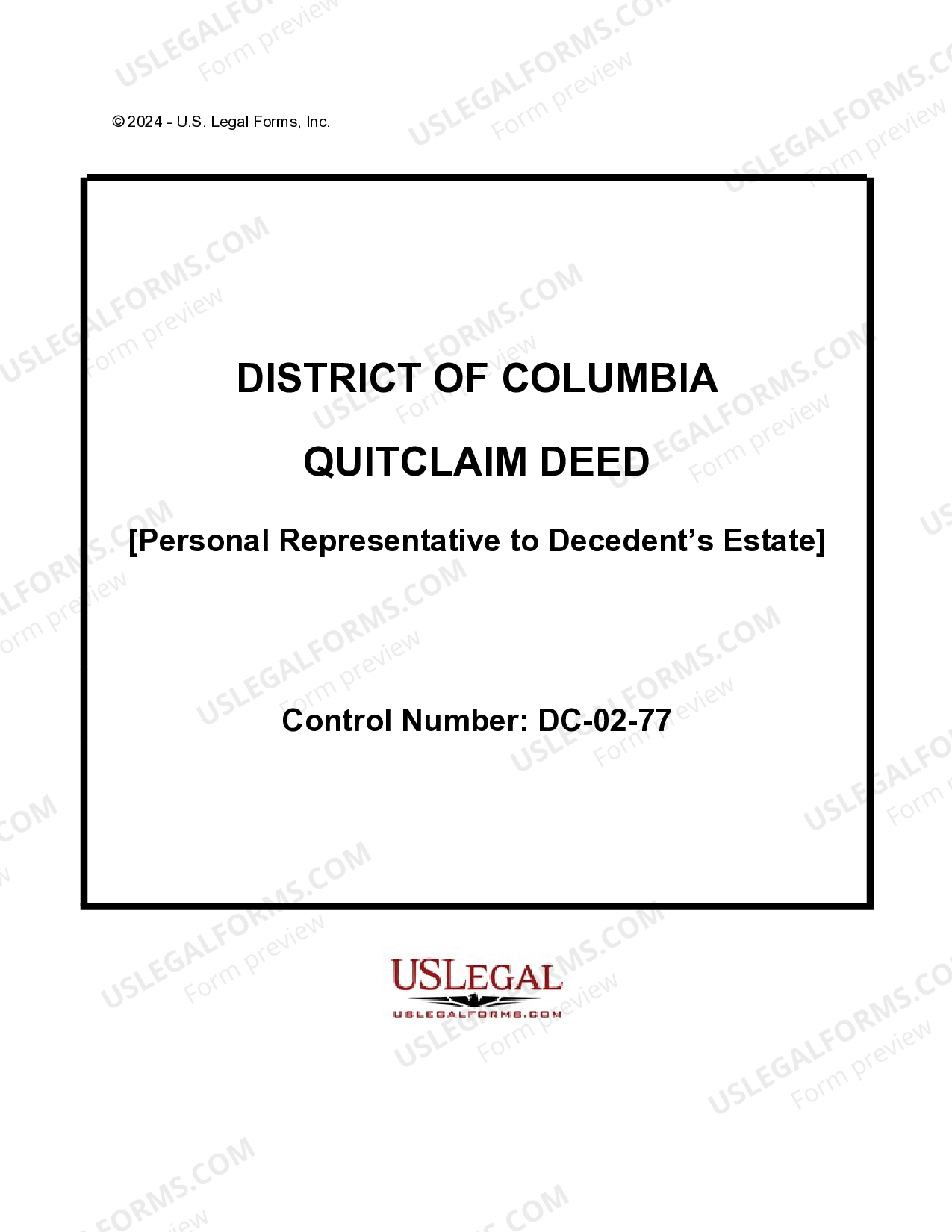 District of Columbia Quitclaim Deed from Personal Representative to a ...