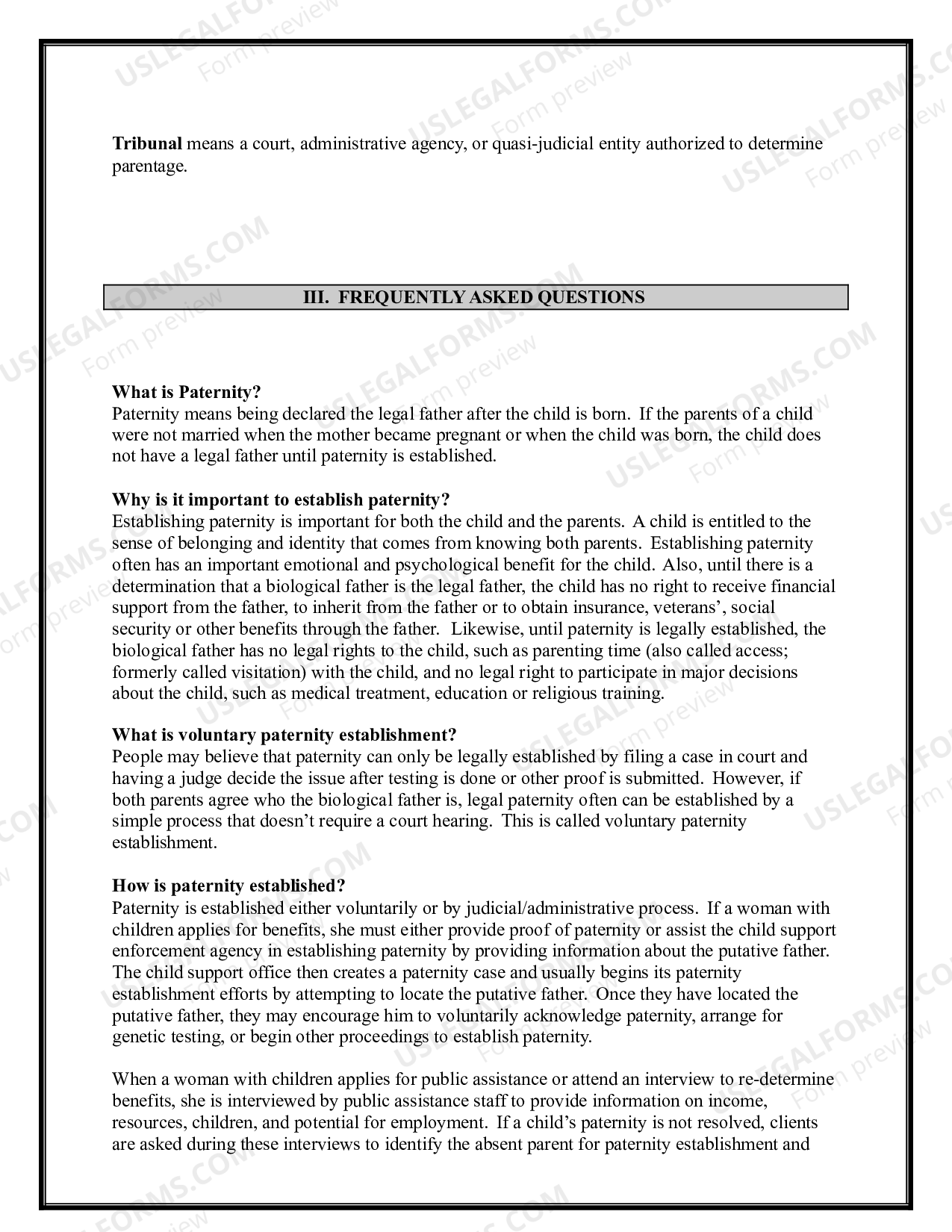 District of Columbia Paternity Law and Procedure Handbook - District Of ...